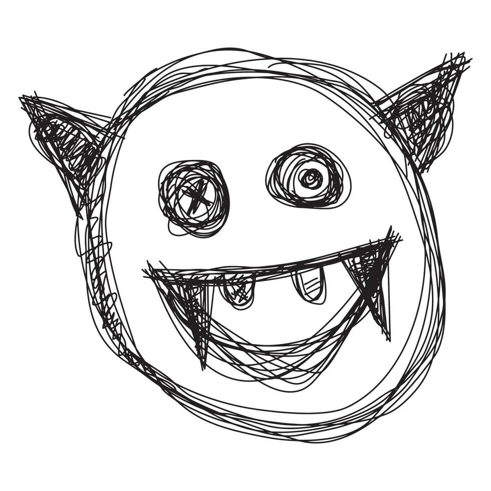 Scary face emoticon hand drawn scribble art 23367771 Vector Art at Vecteezy