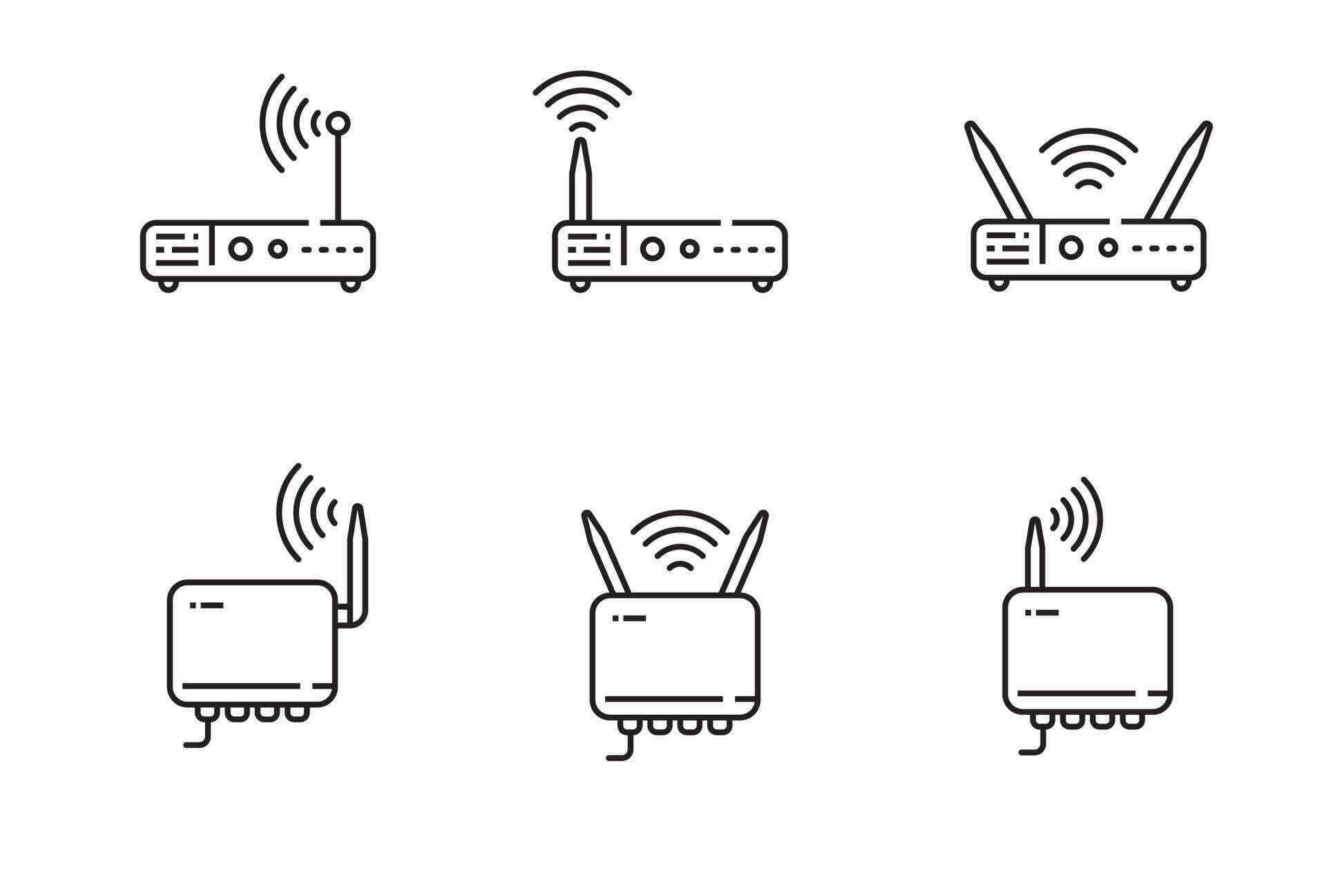 Set Of Router Icons In Line Style Isolated On White Background 23367840 Vector Art At Vecteezy