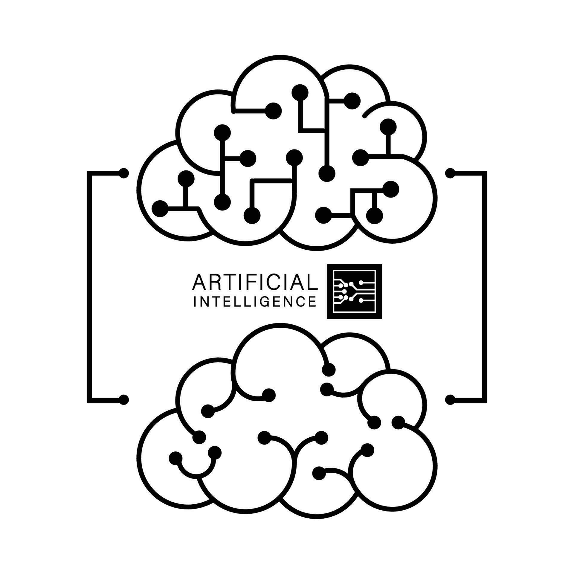 Artificial intelligence brain with microchip icon. 23367997 Vector Art at Vecteezy