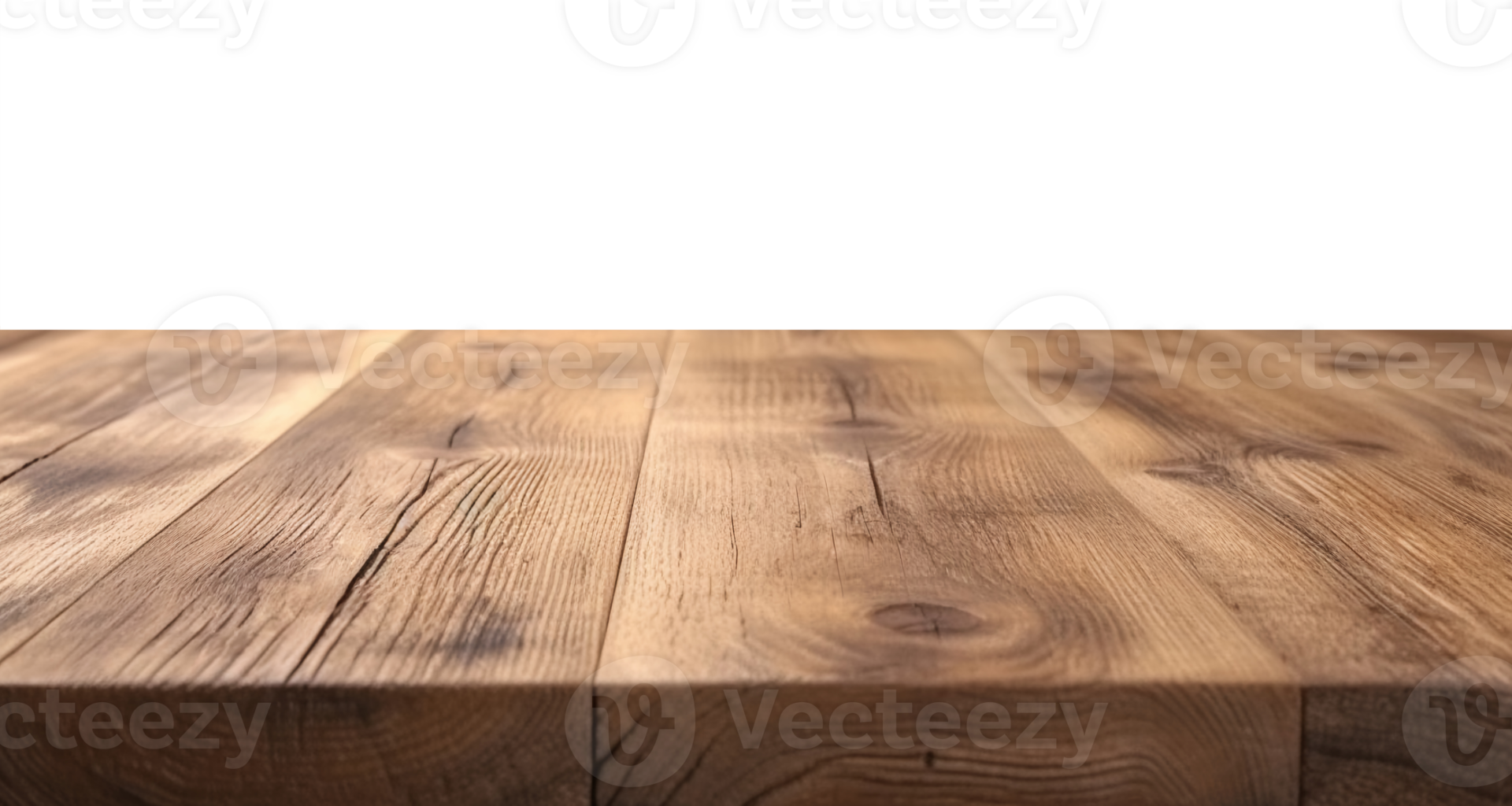 Wooden table surface on transparent background, as . Front view ...