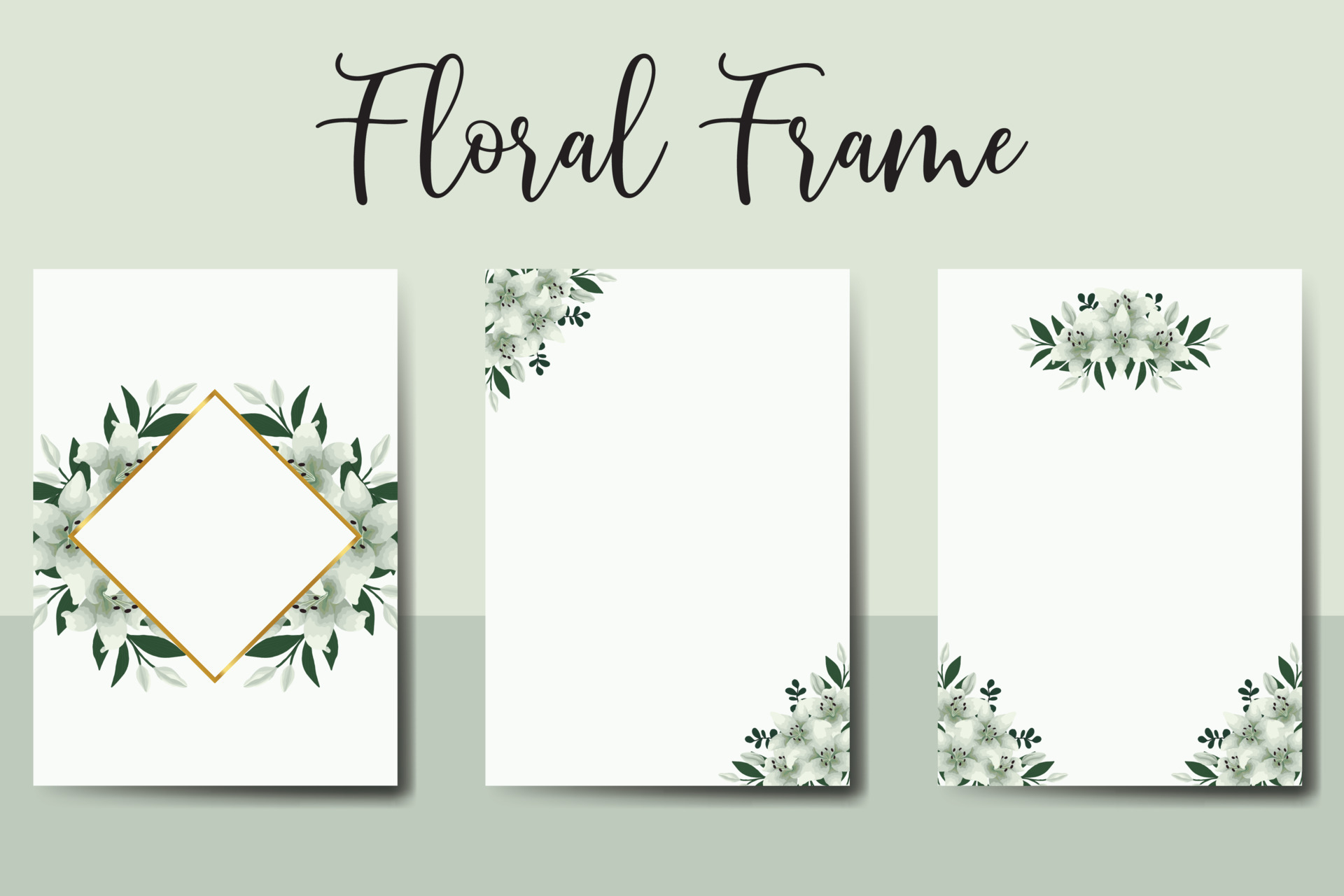 Wedding invitation frame set, floral watercolor Digital hand drawn ... Wedding invitation frame set, floral watercolor Digital hand drawn ...
