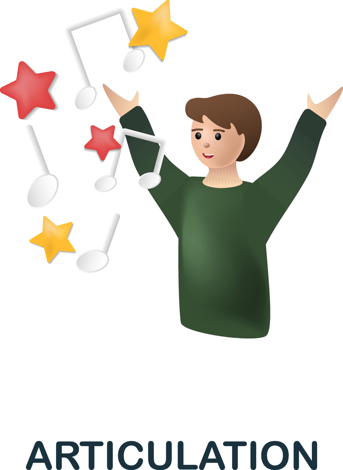 Articulation icon. 3d illustration from cognitive skills collection. Creative Articulation 3d ...