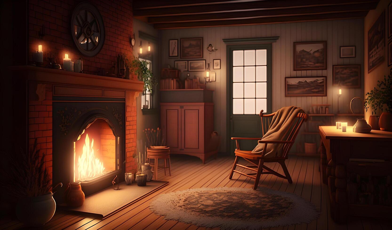 Cozy Fireplace Scene