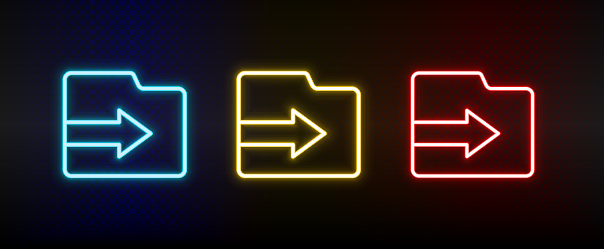 folder, import neon icon set. Set of red, blue, yellow neon vector icon ... folder, import neon icon set. Set of red, blue, yellow neon vector icon ...