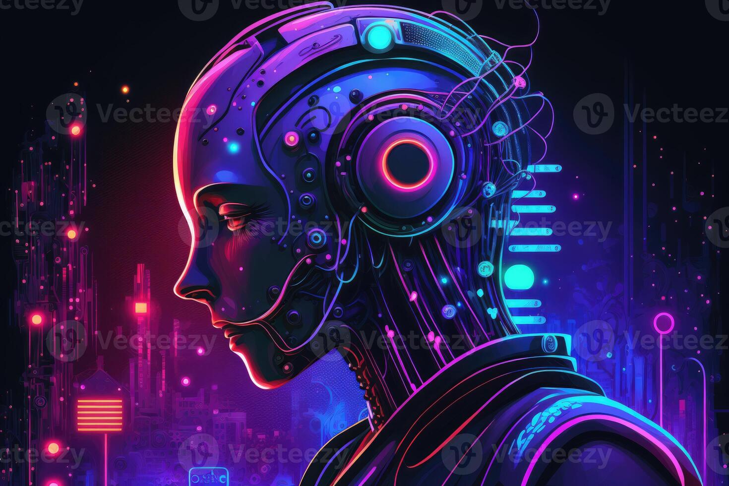 Technology smart robot Ai neon background. 23375307 Stock Photo at Vecteezy Technology smart robot Ai neon background. 23375307 Stock Photo at Vecteezy