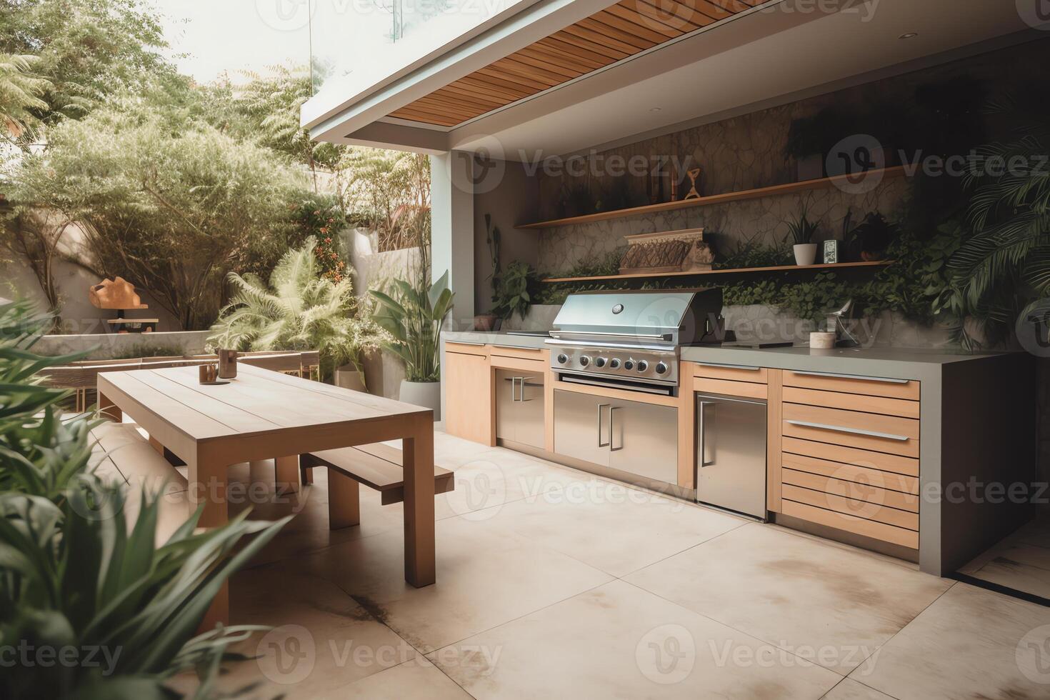 Garden terrace outdoor where it is best to spend time with grill bbq place pool equipment ...