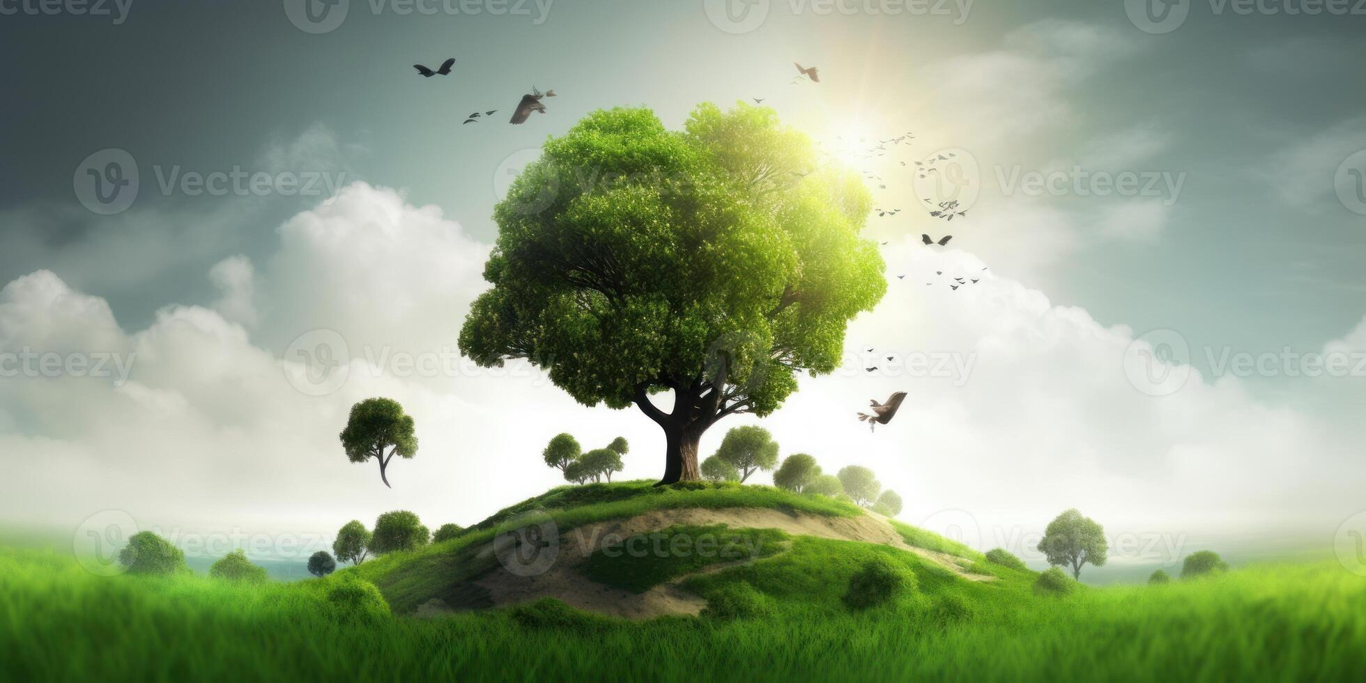 Big Tree growth background, World environment day concept. Generative ...