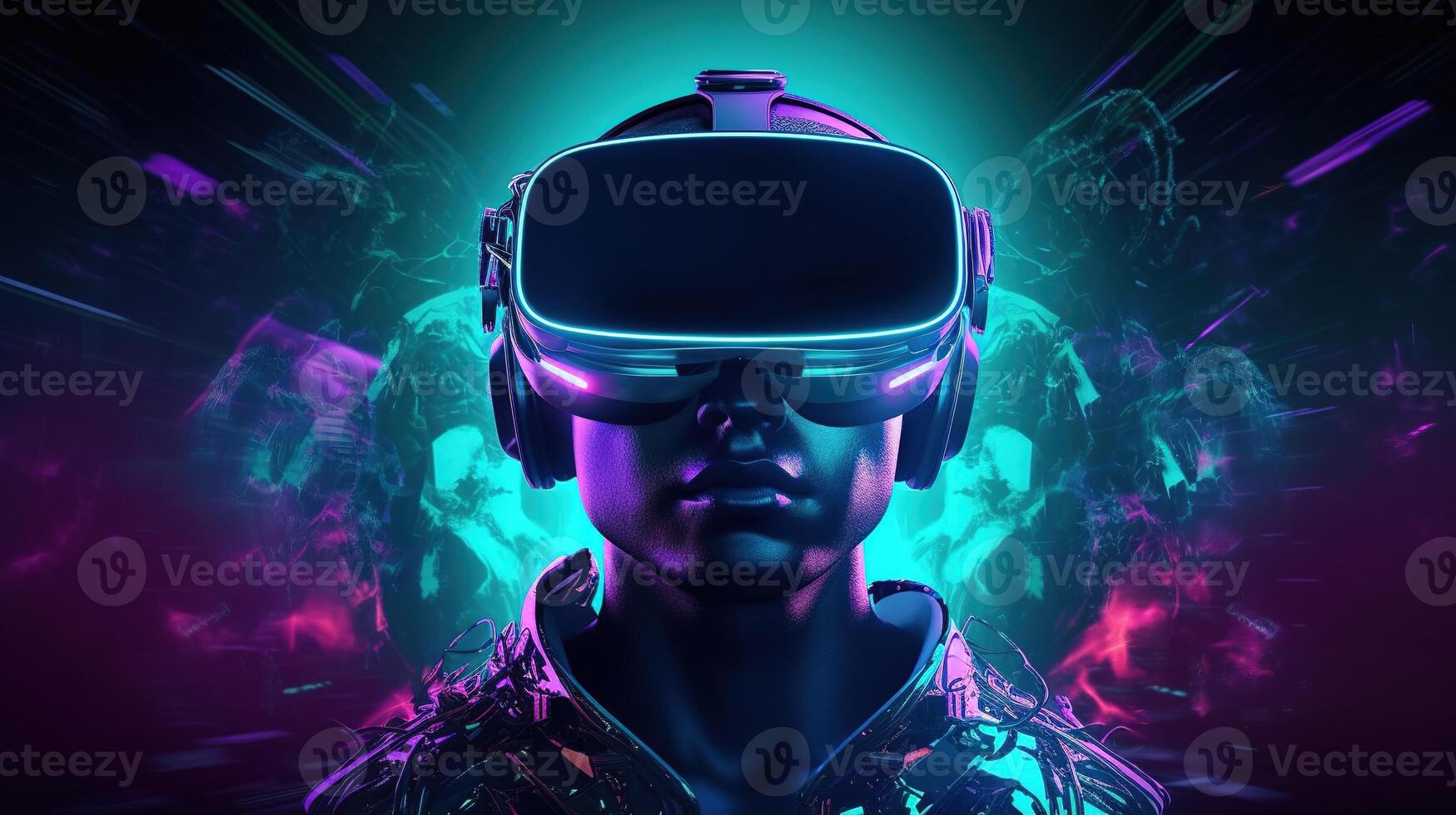 Metaverse And Virtual Reality Network Concept Using Vr Headset On City