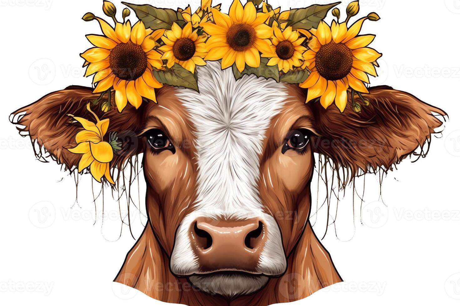 Sunflowers Cow Head Clipart Beautiful Flowers On Highland Cows
