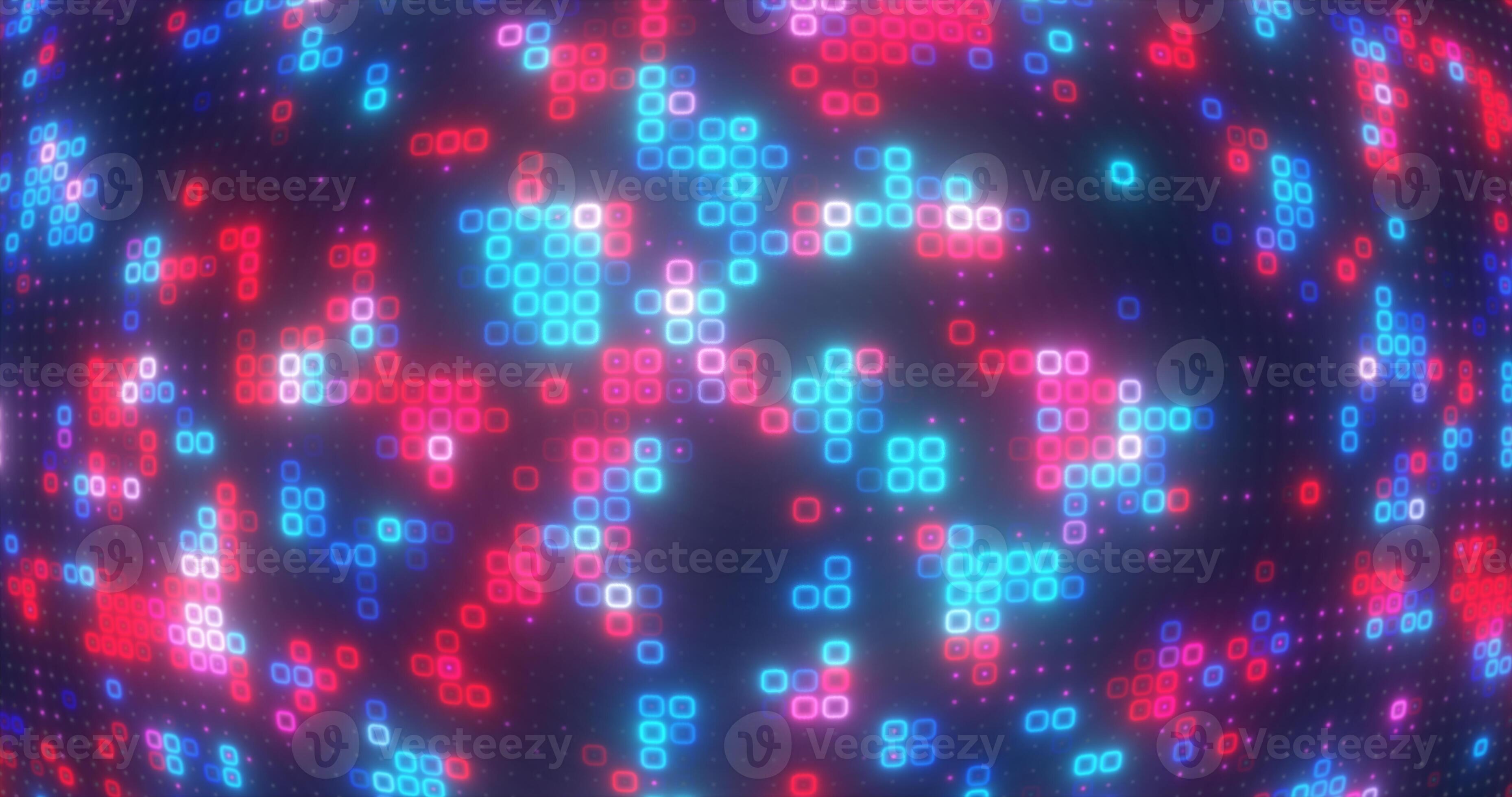 Abstract blue red and purple energy squares glowing digital particles futuristic hi-tech ...