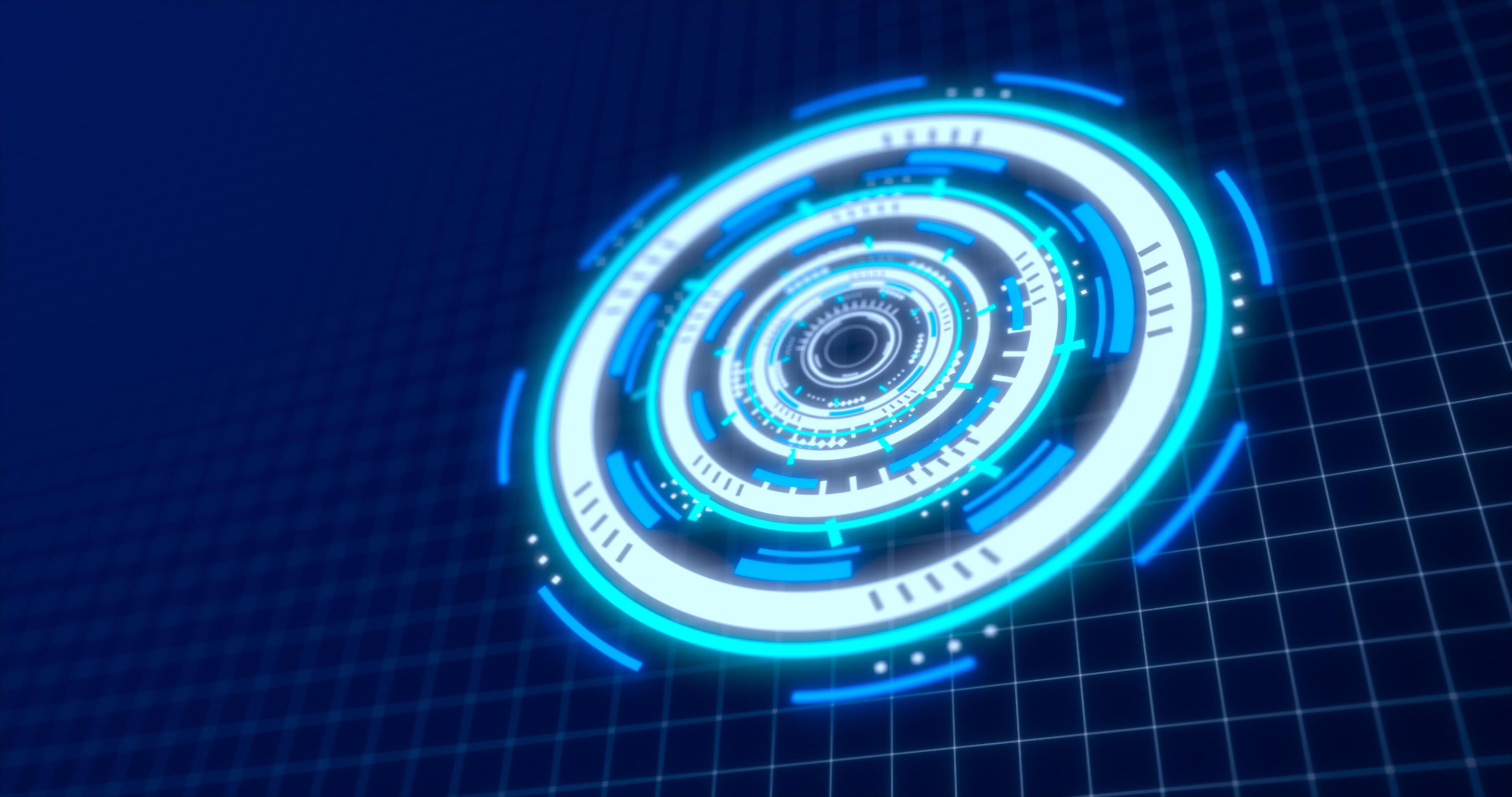 Abstract round blue ring of lines HUD elements circles energy futuristic scientific hi-tech ...