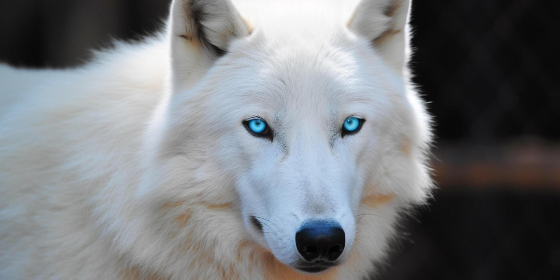 White Wolf With Green Eyes