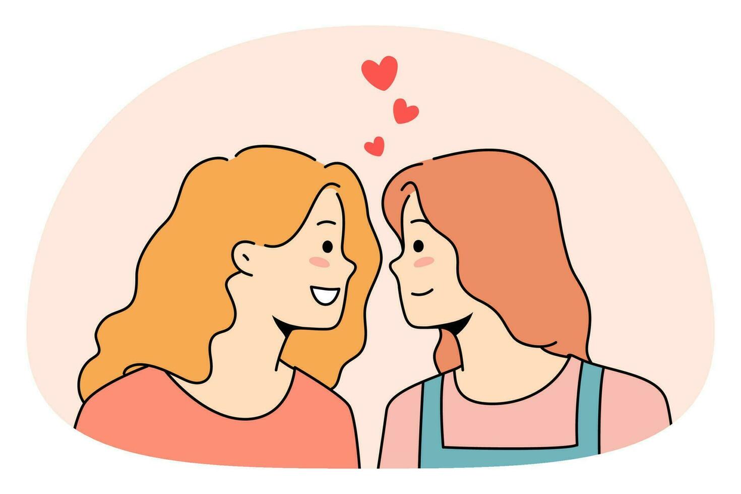 Happy Lesbian Women Look In Eyes Show Love 23387199 Vector Art At Vecteezy