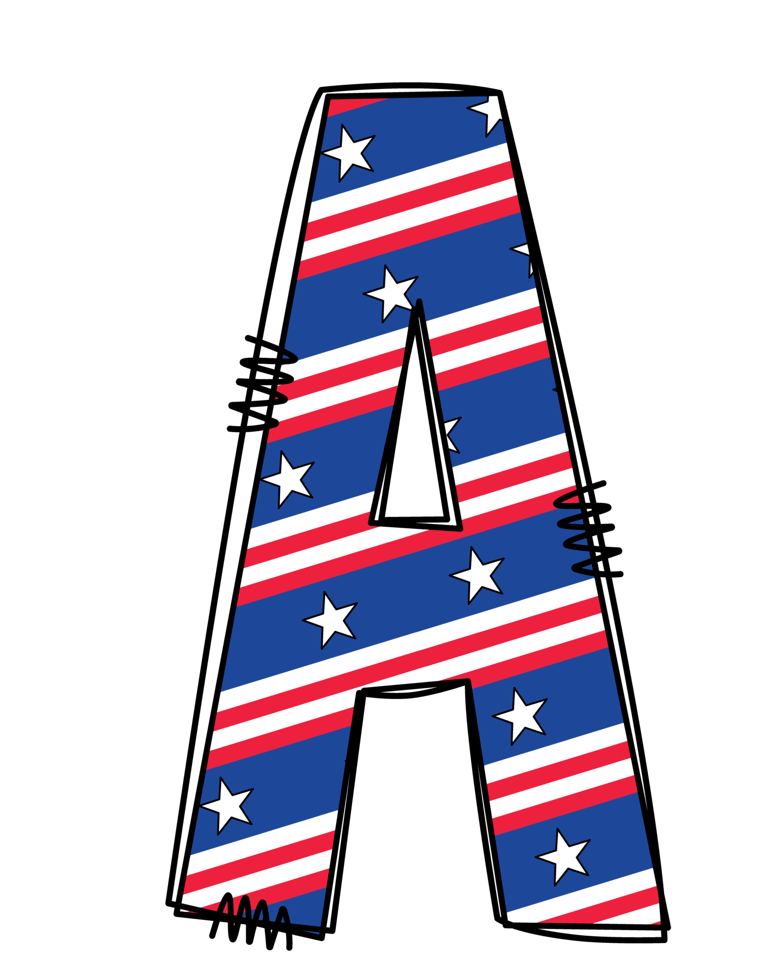 Patriotic alphabet doodle letter clipart illustration 23389261 PNG
