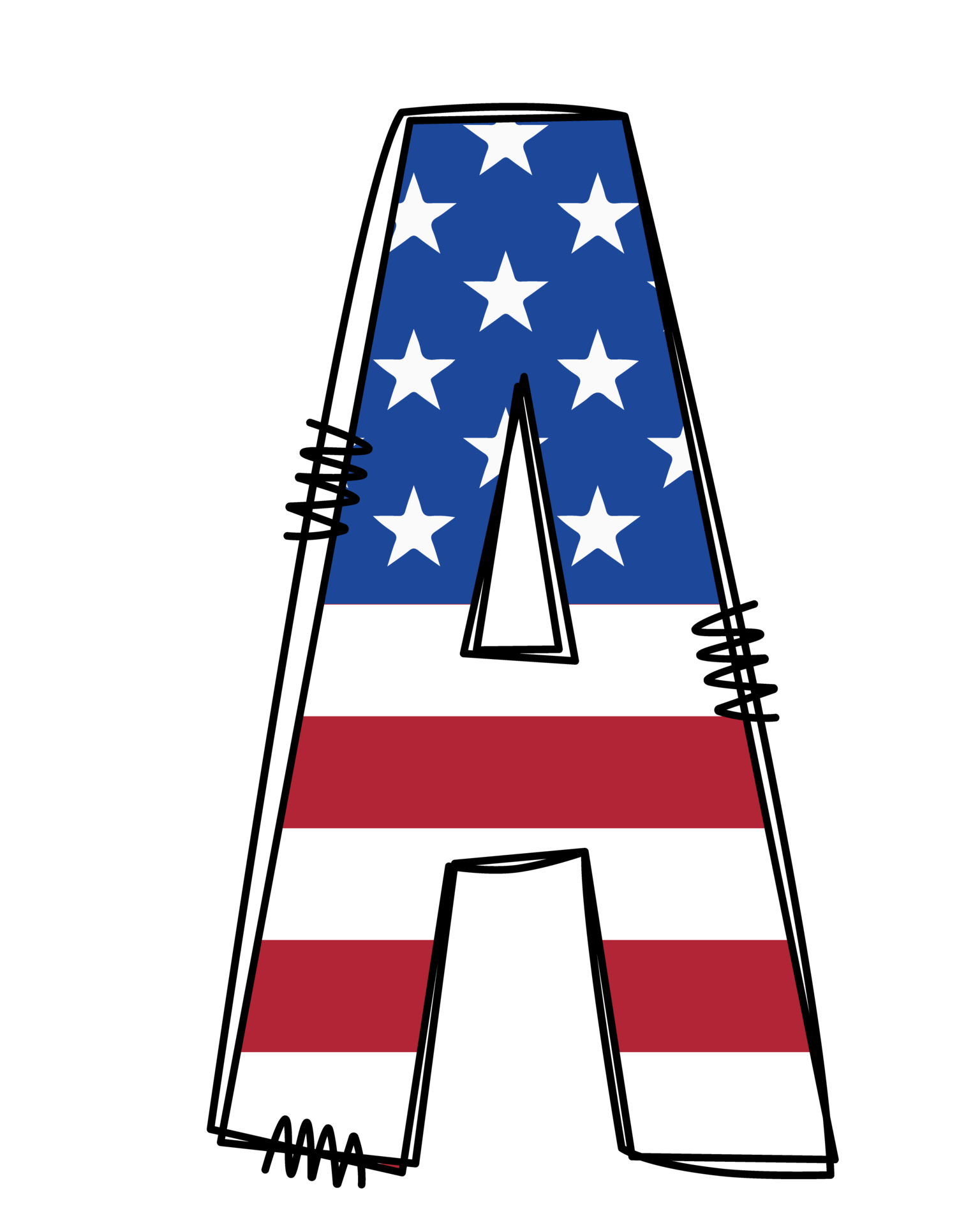 Patriotic alphabet doodle letter clipart illustration 23389428 PNG