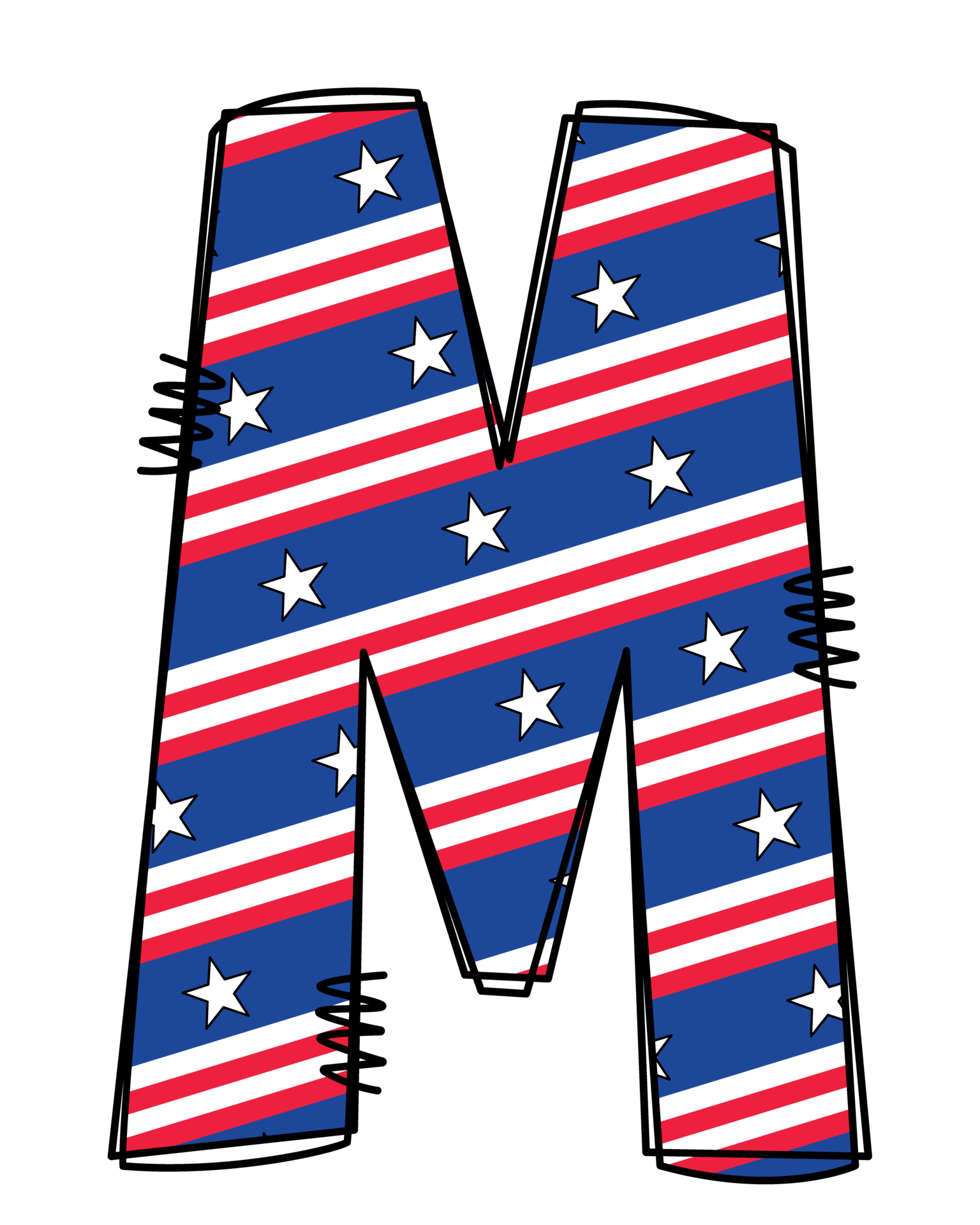 patriótico alfabeto garabatear letra clipart ilustración 23389616 PNG