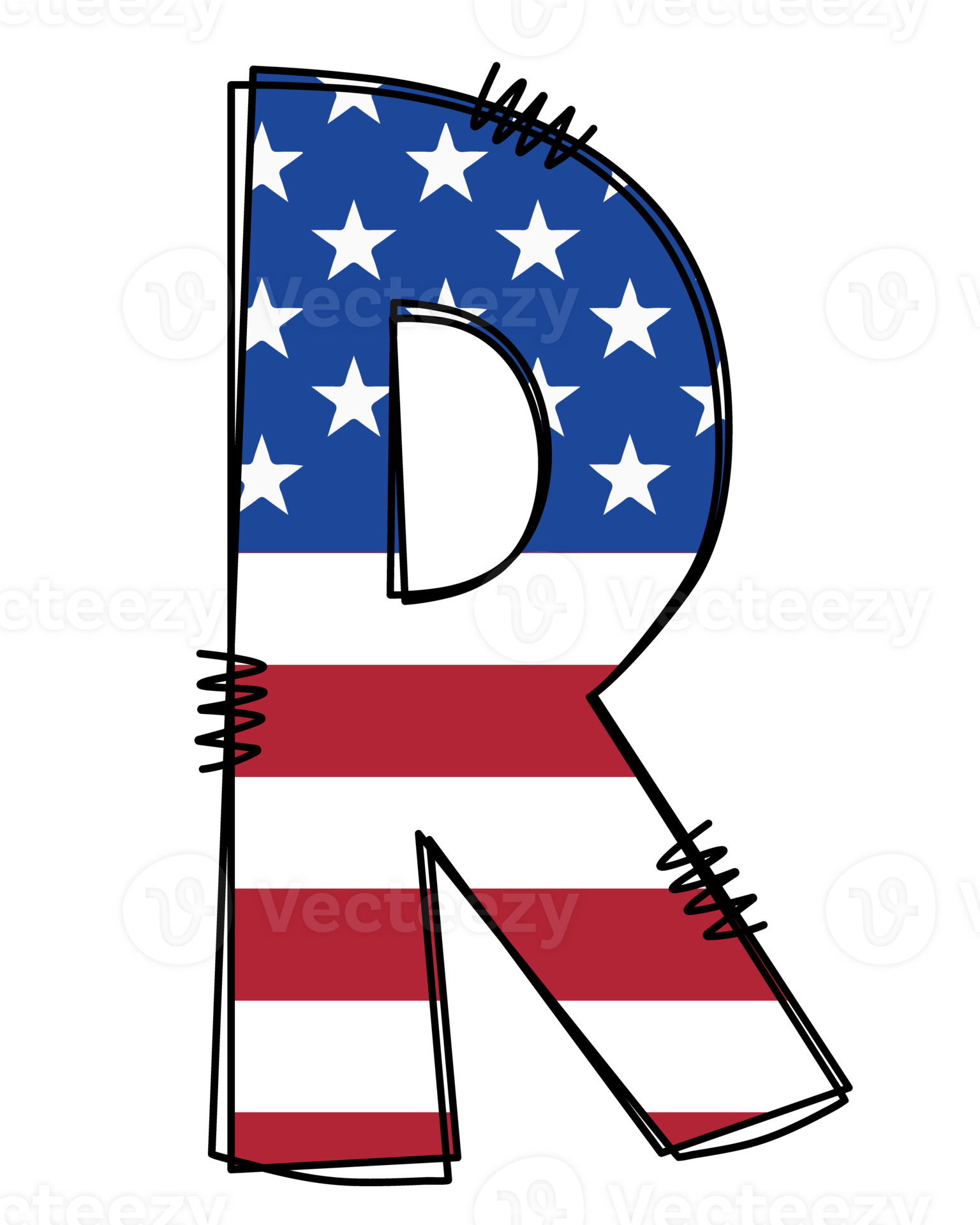 Patriotic alphabet doodle letter clipart illustration 23389833 PNG