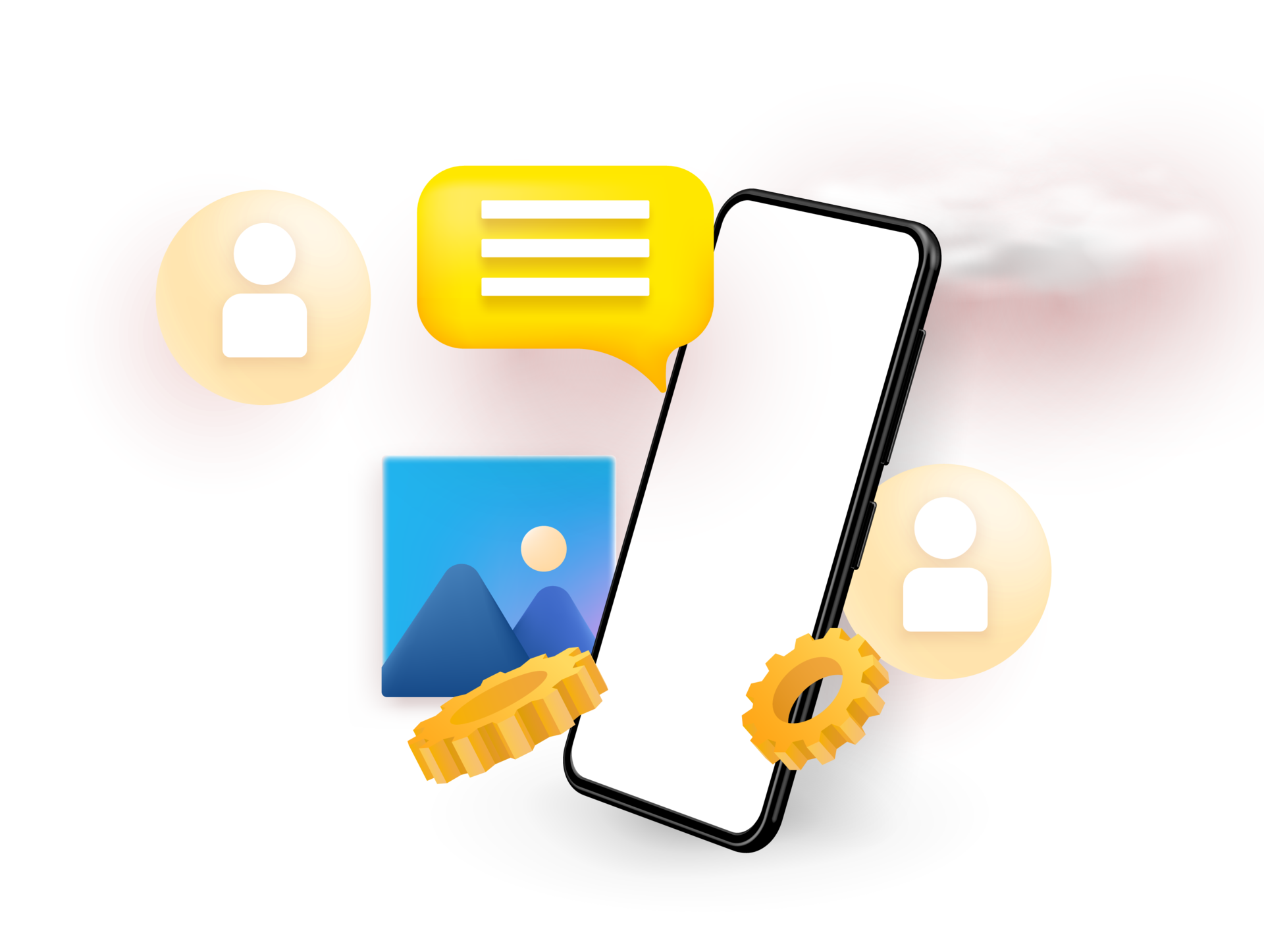 Smartphone With Social Media Ui Phone Template Interaction Between People Through Social