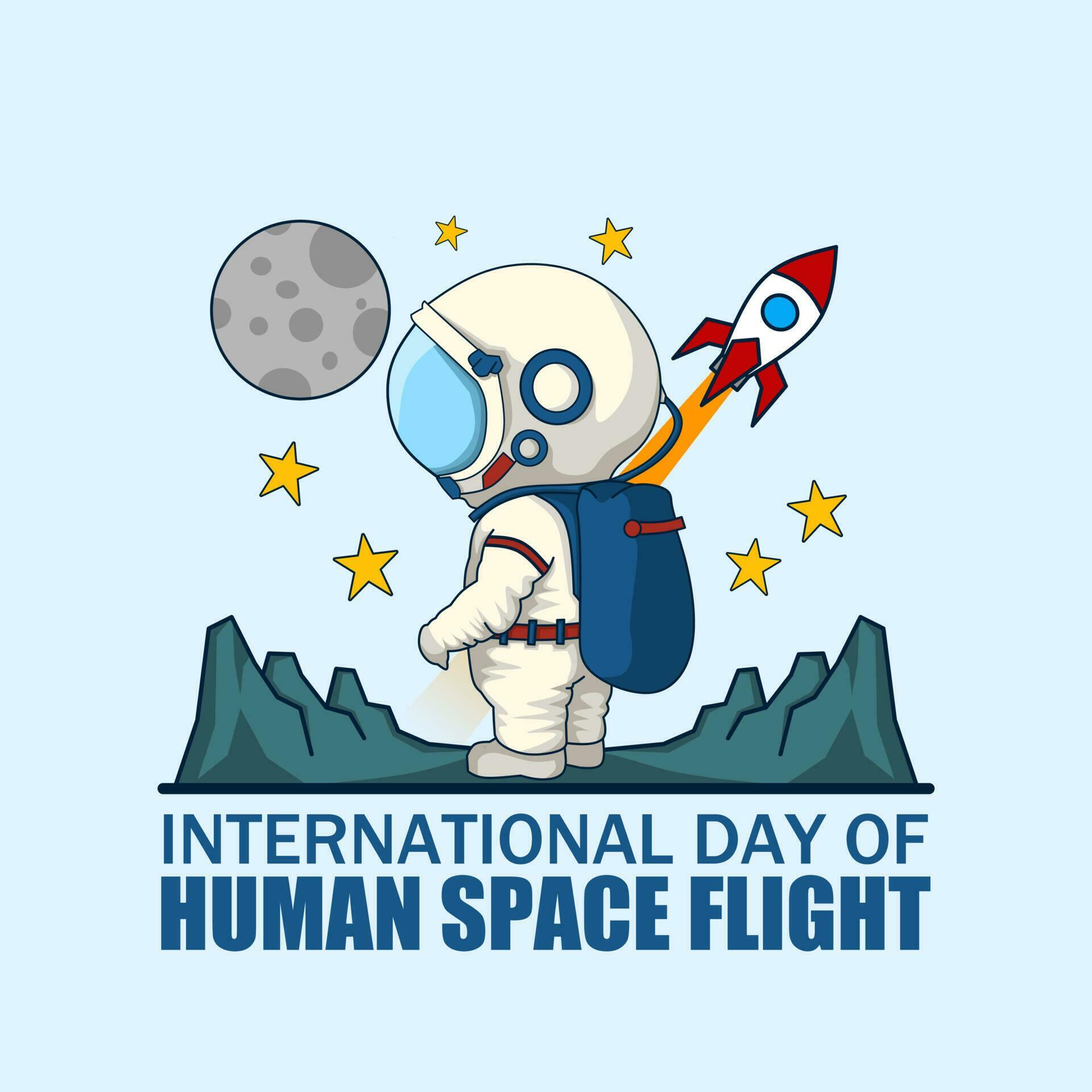 International day of human space flight theme template. Vector ...