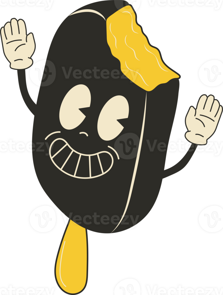 Linda Dibujos Animados Hielo Crema Personaje Contento Y Alegre Emociones Antiguo Animación 60s