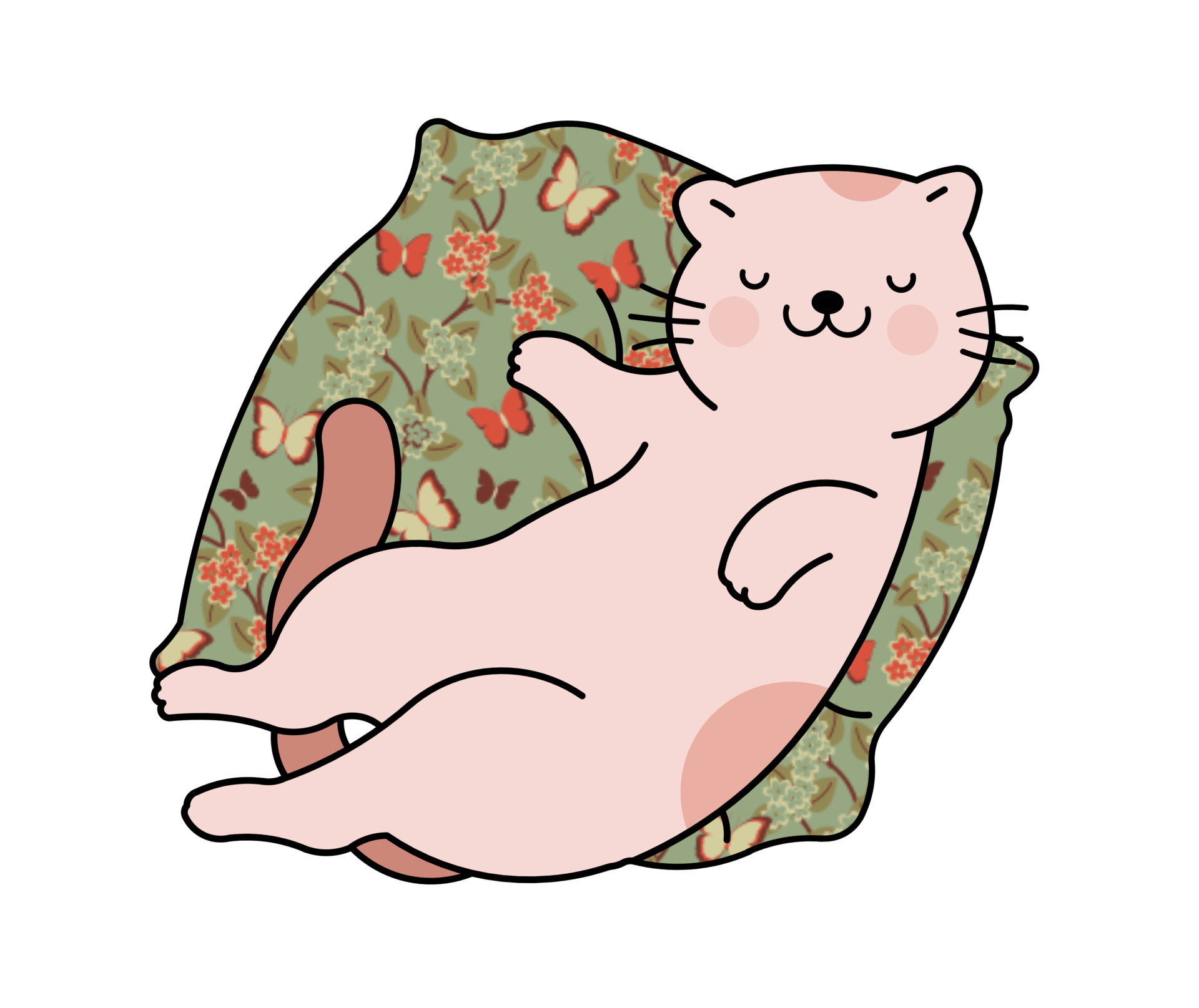 Happy Cute Cat Sleeping On Pillow 23396984 Png