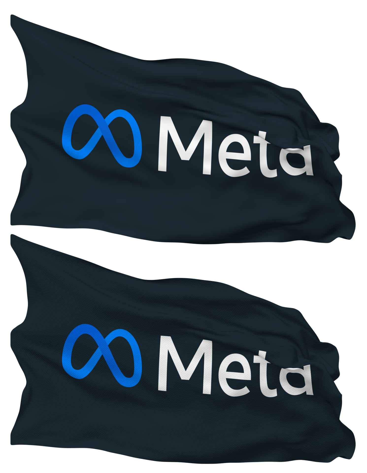 Meta Flag Waves Isolated in Plain and Bump Texture, with Transparent Background, 3D Rendering ...