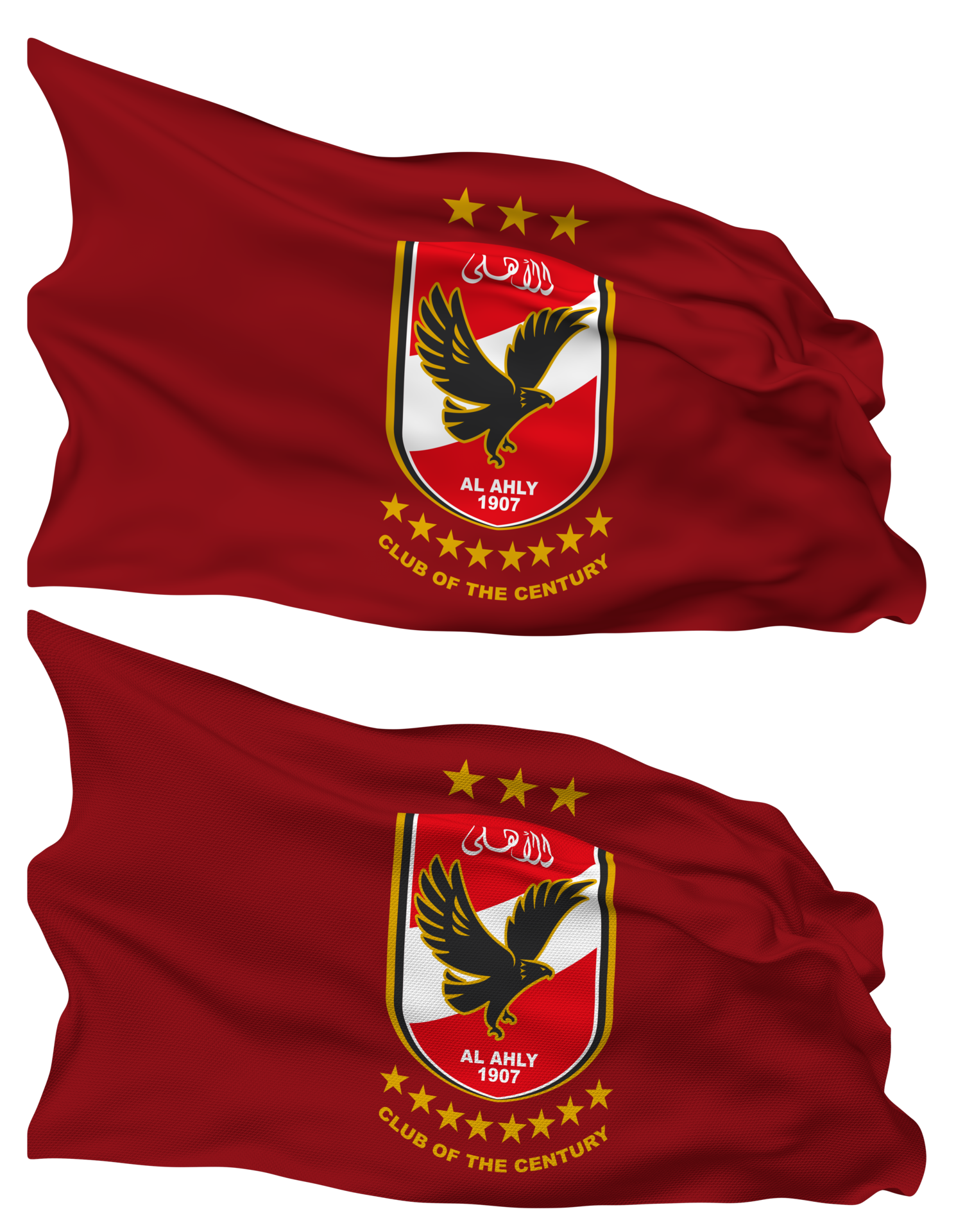 Al Ahly Sporting Club, Ahly Football Club Flag Waves Isolated in Plain and Bump Texture, with ...