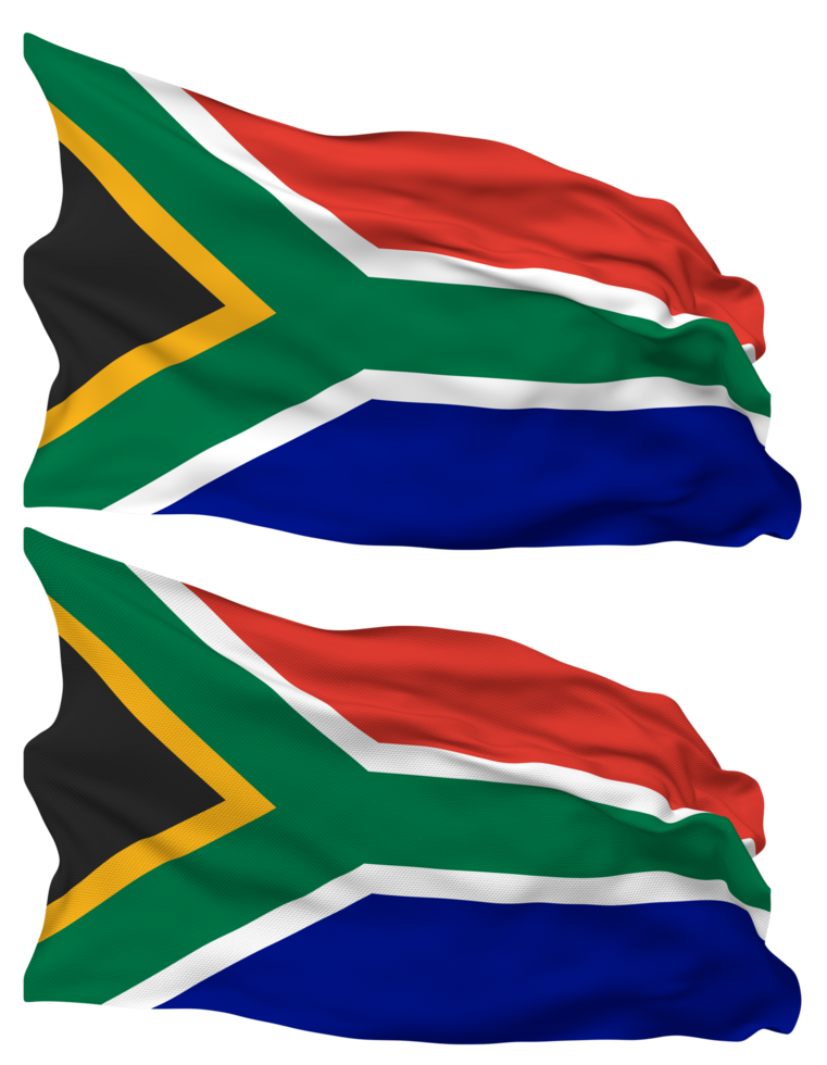 South Africa Flag Waves Isolated In Plain And Bump Texture With