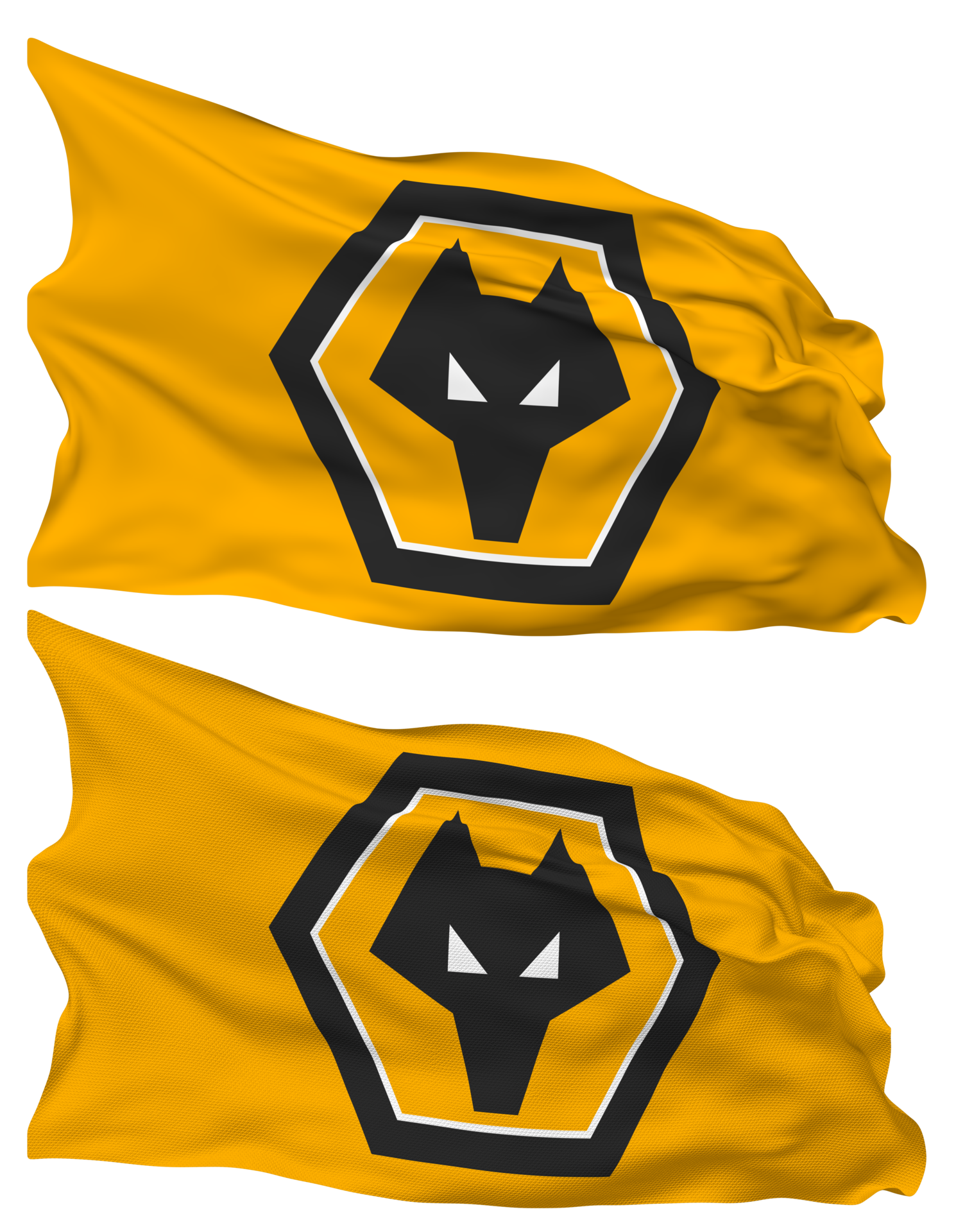 Wolverhampton Wanderers Football Club Flag Waves Isolated In Plain And Bump Texture With