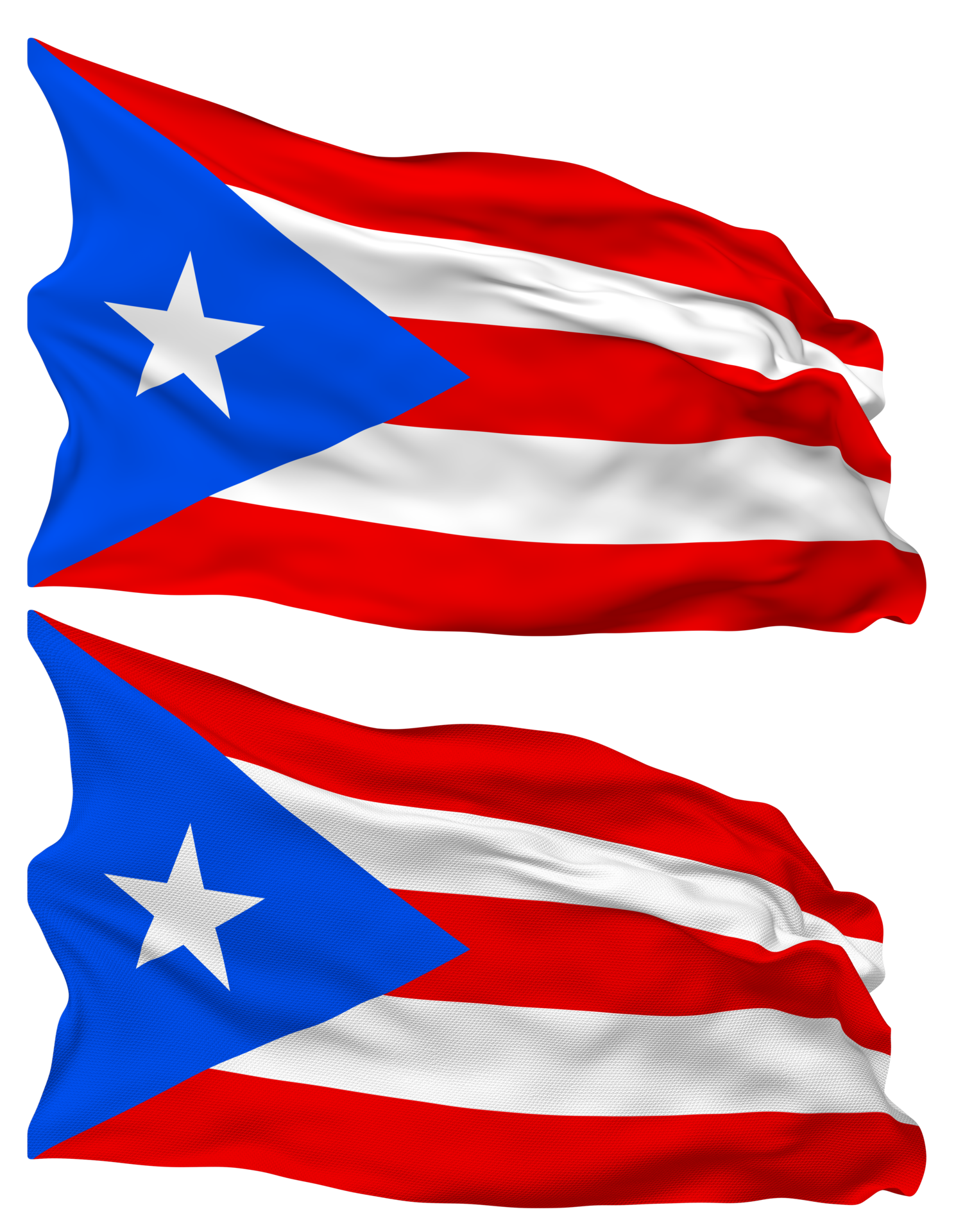 Puerto Rico Flag Waves Isolated in Plain and Bump Texture, with Transparent Background, 3D ...