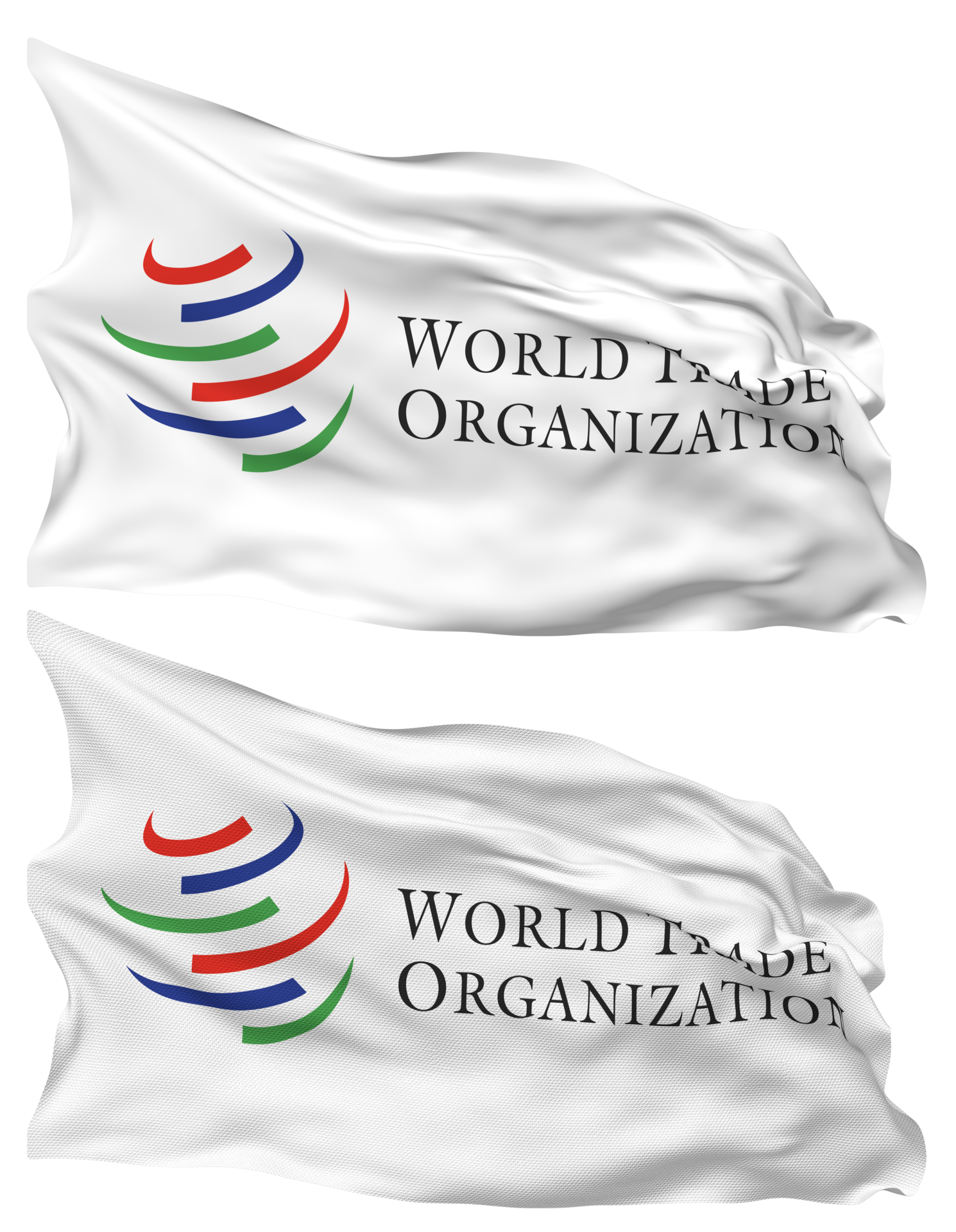 World Trade Organization, WTO Flag Waves Isolated in Plain and Bump Texture, with Transparent ...