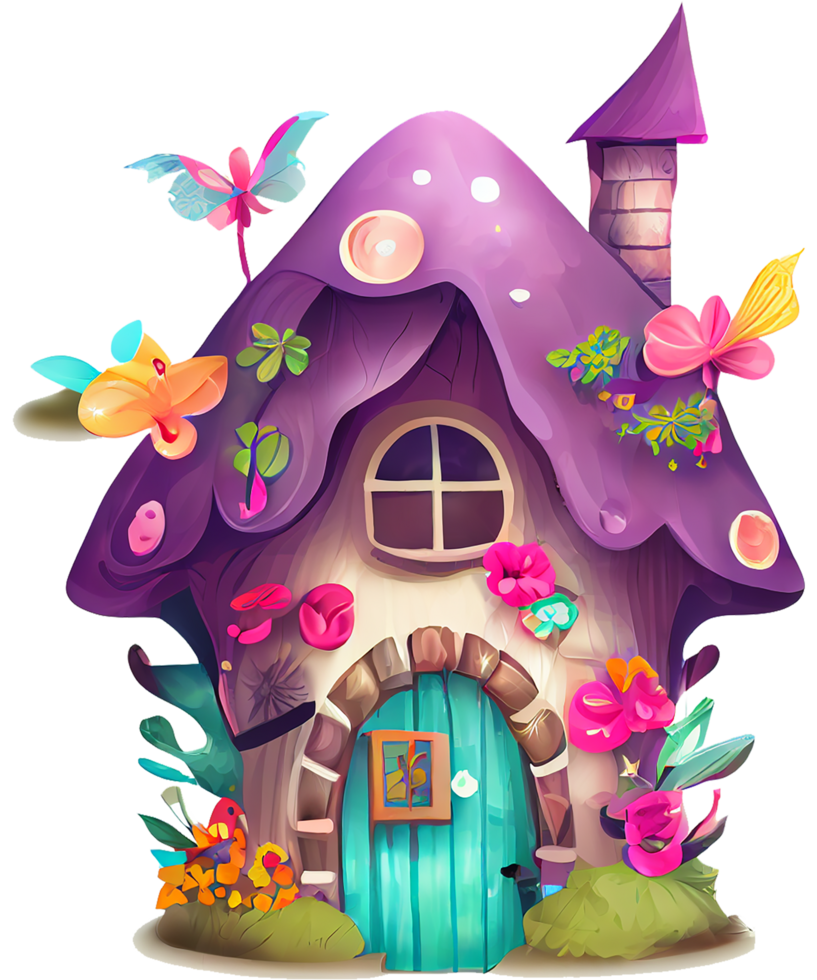 Free Cute Fairy Houses Watercolor Clipart ai generative 23401042 PNG ...
