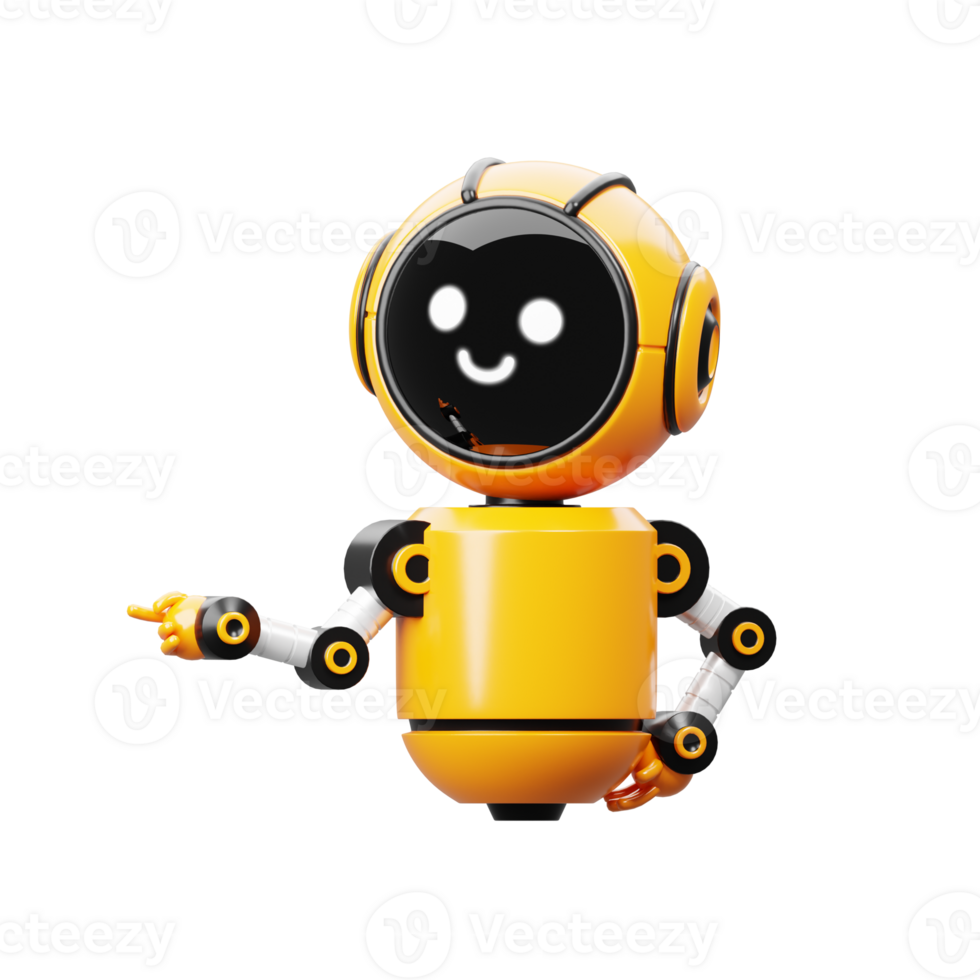 3d Orange Robot Character Pointing 23405254 PNG