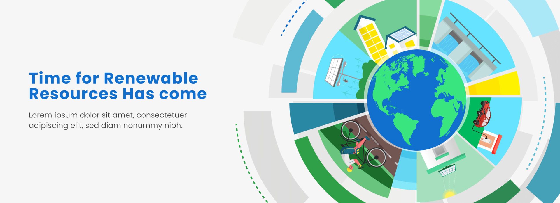 Renewable Energy Resources Examples With Earth Globe Illustration On ...