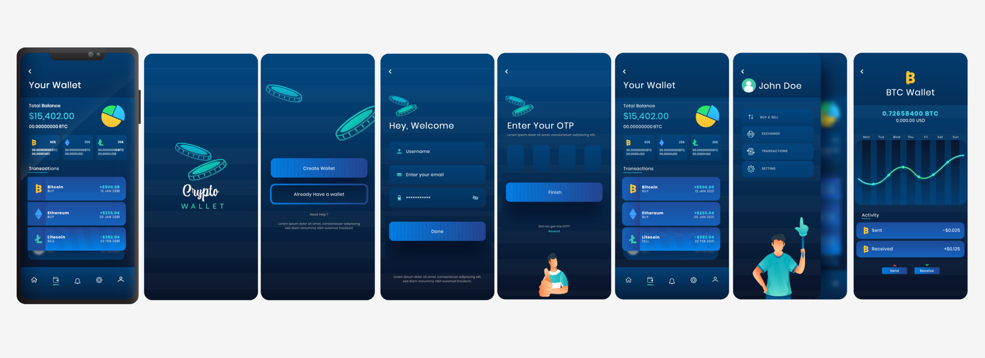 Crypto Wallet Mobile App Ui Ux Screens Including Like As Create Account For Payment Or