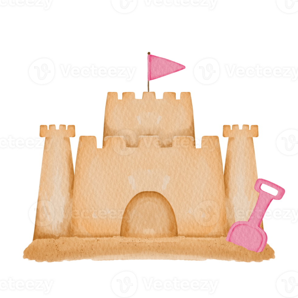 watercolor sand castle clip art 23411717 PNG