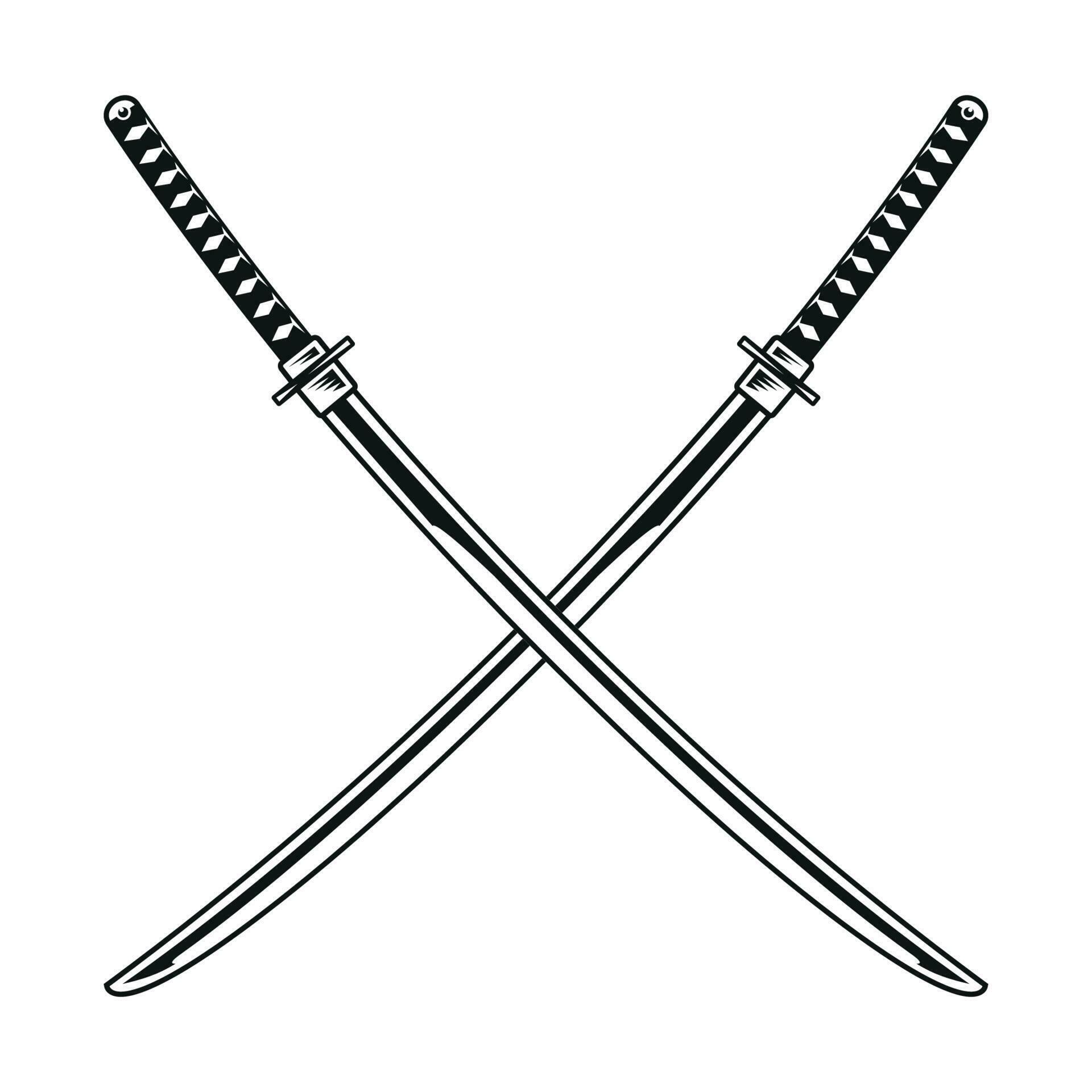 Crossed Katana Swords Vector 23414752 Vector Art At Vecteezy