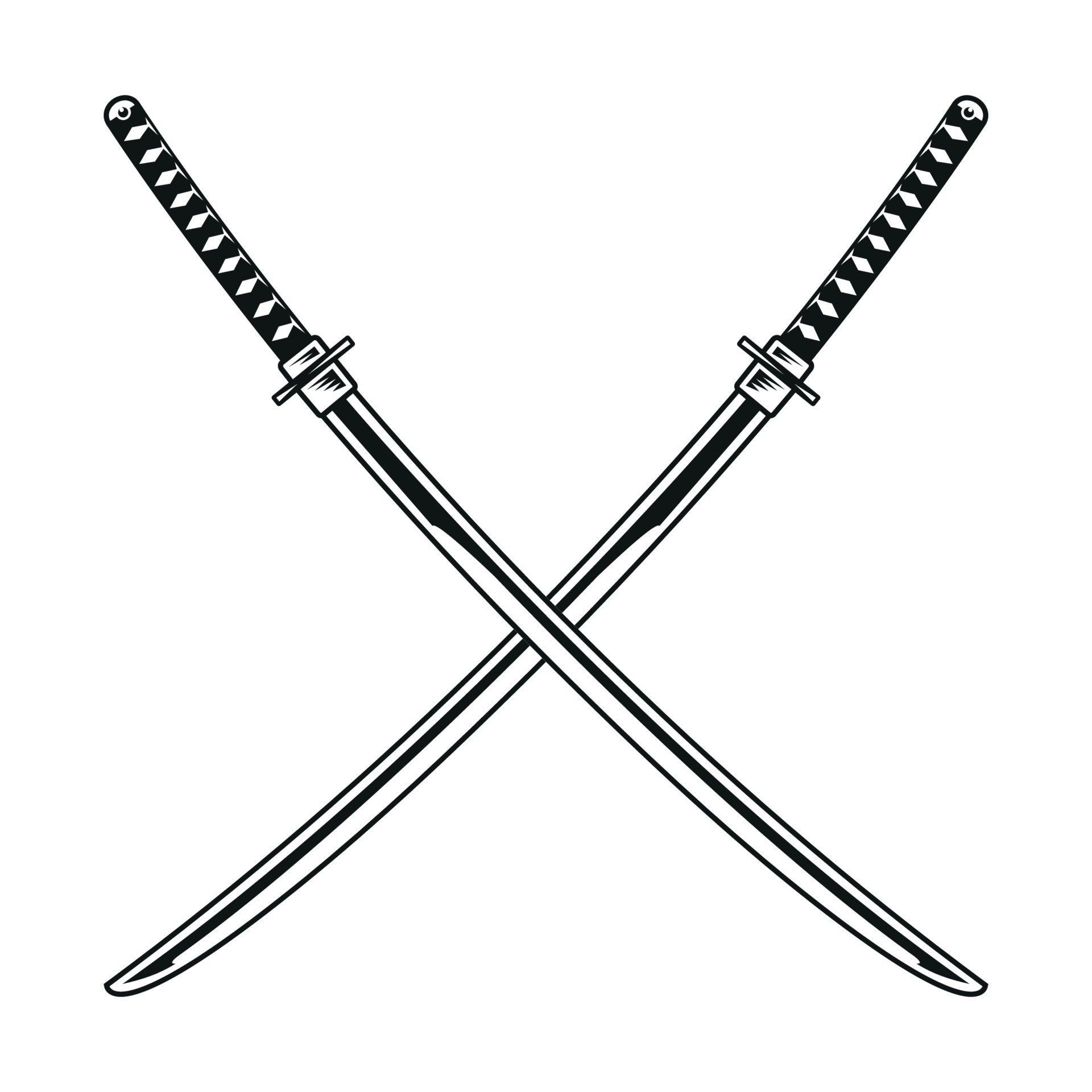 Crossed Katana Swords Vector 23414752 Vector Art At Vecteezy