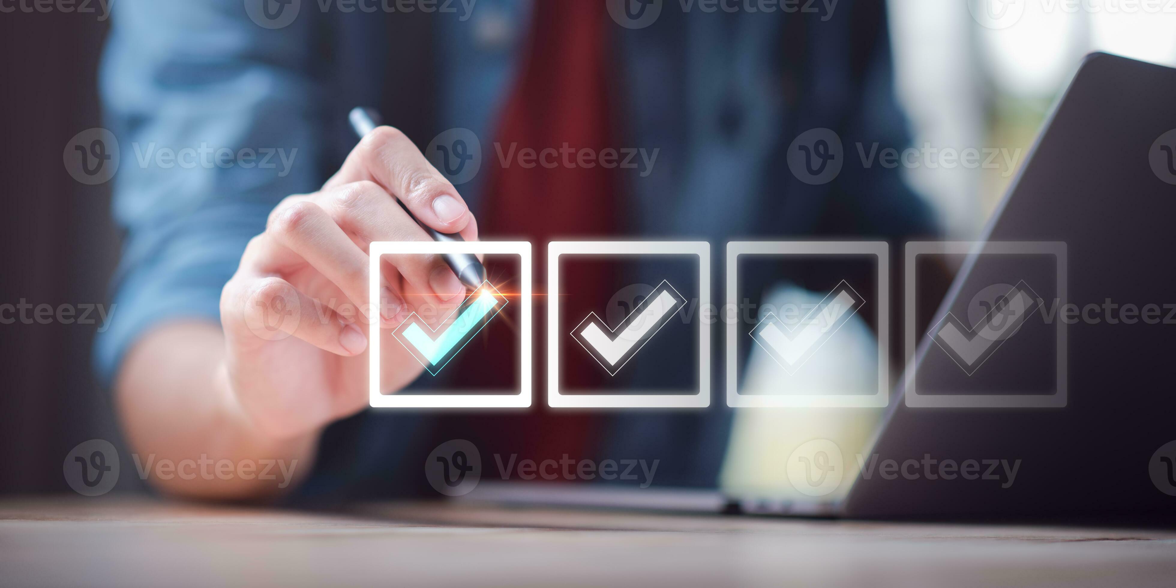 Auditing and evaluating the quality and efficiency of personnel ,Checklist with checkmarks and ...