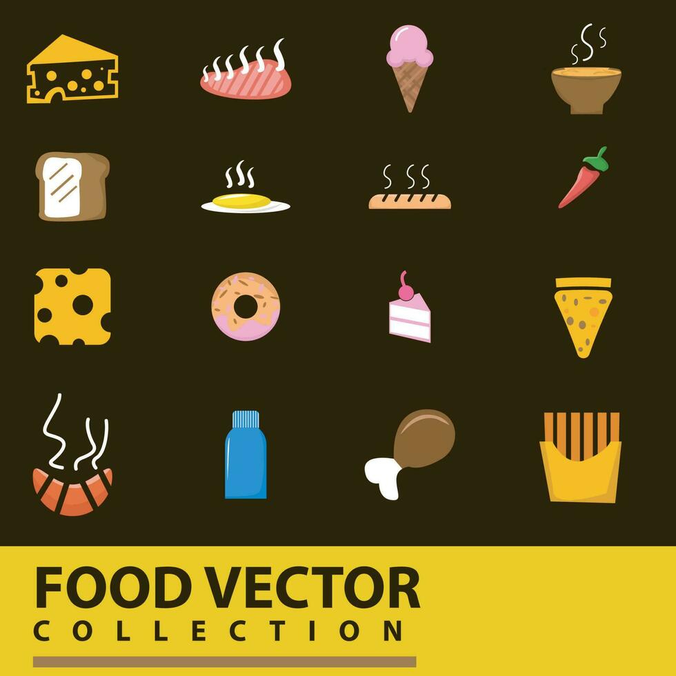 food set vector. Collection of various foods, fish and meat, vegetables ...