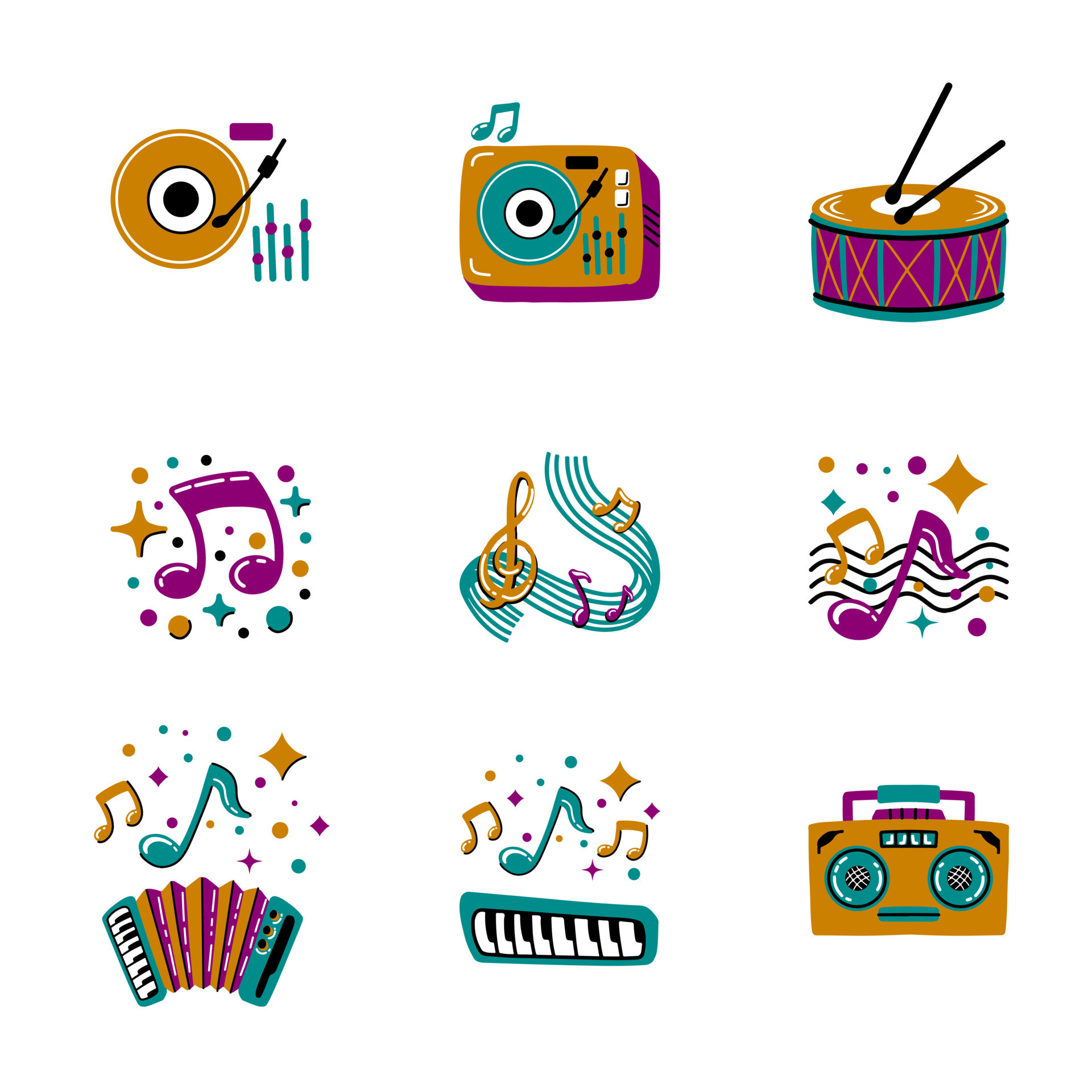 Music Instruments Collection Set Sticker Icon 23417708 Vector Art at ... Music Instruments Collection Set Sticker Icon 23417708 Vector Art at ...