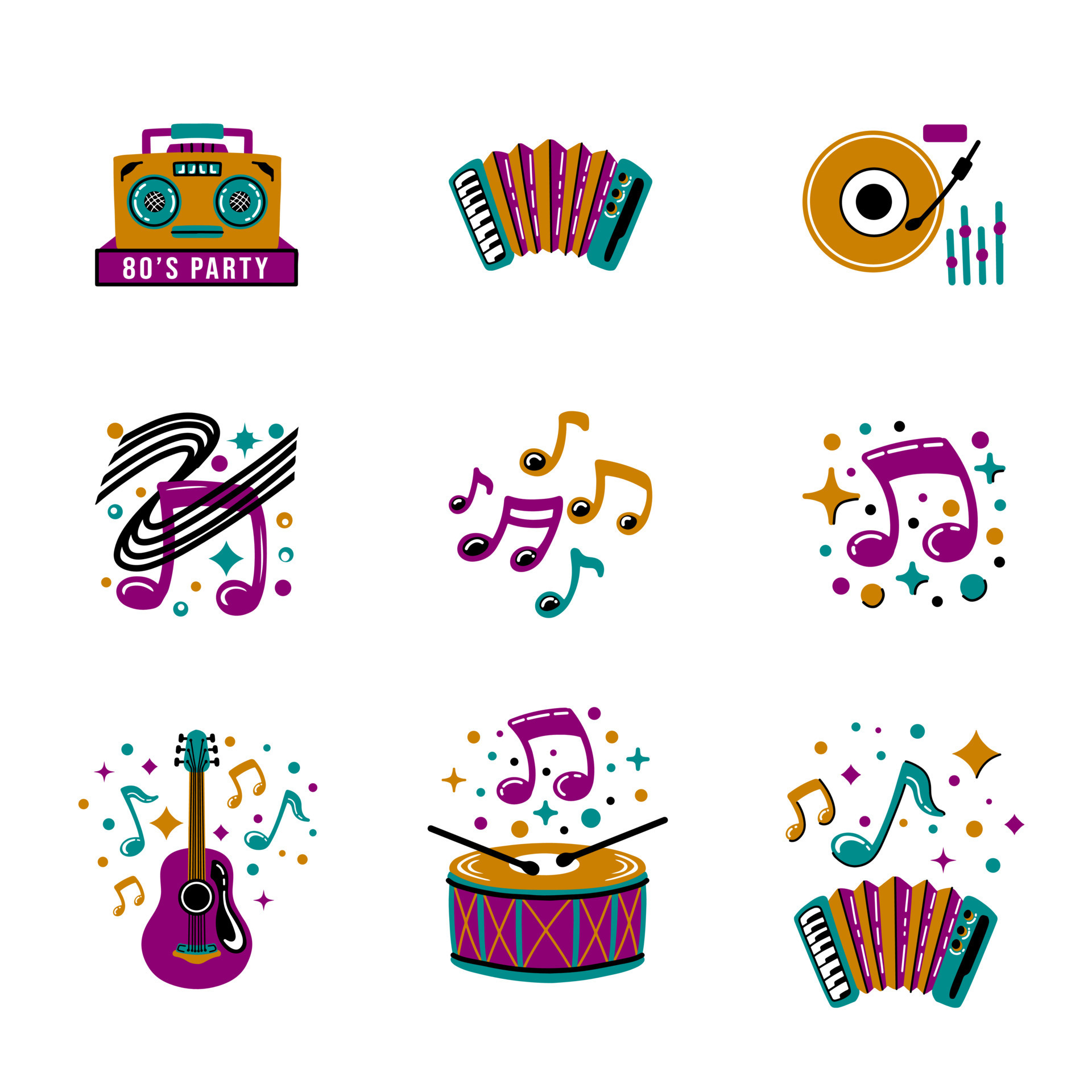 Music Instruments Collection Set Sticker Icon 23417709 Vector Art at ... Music Instruments Collection Set Sticker Icon 23417709 Vector Art at ...