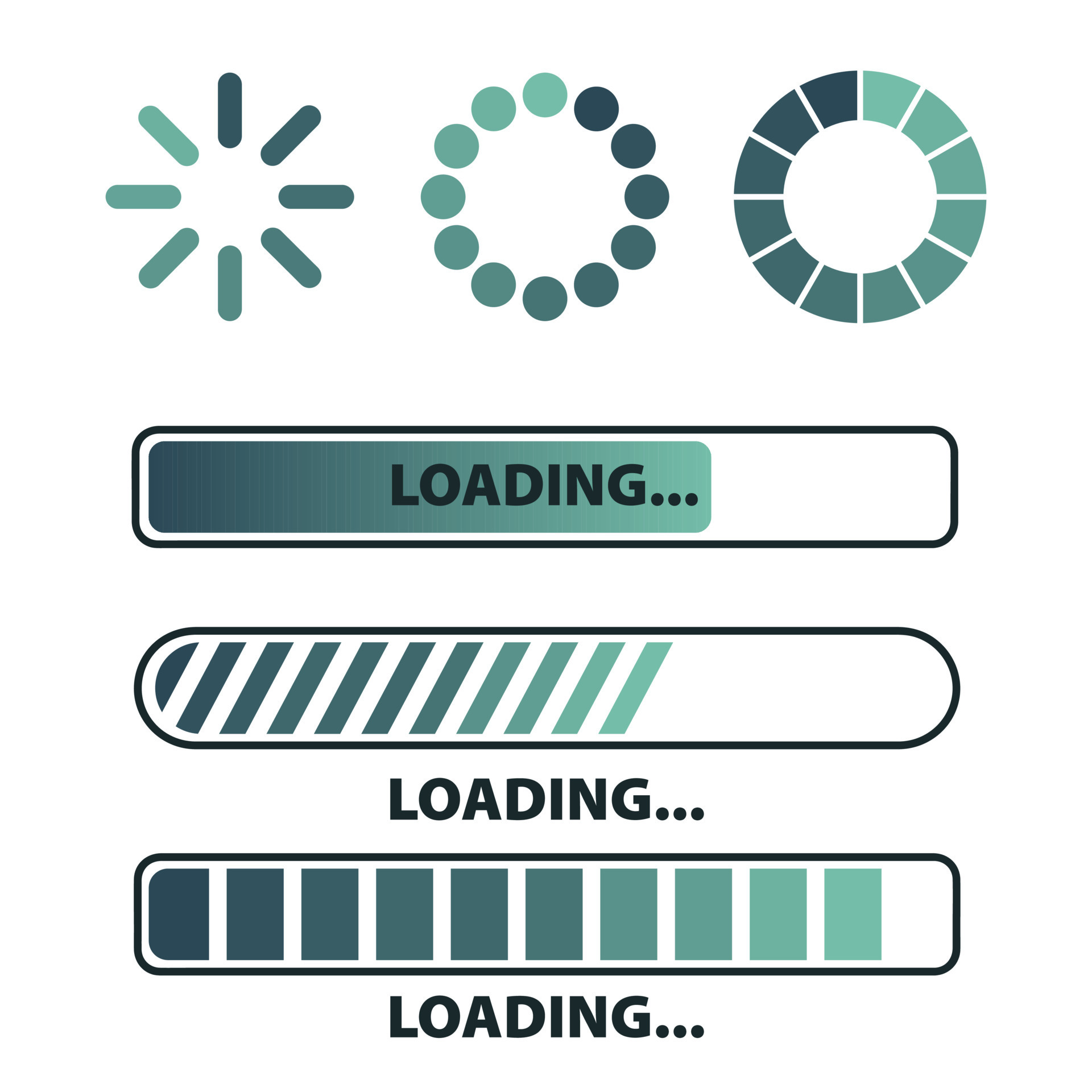 Loading process icon, loading status bar round buffer download progress and line uploading ...
