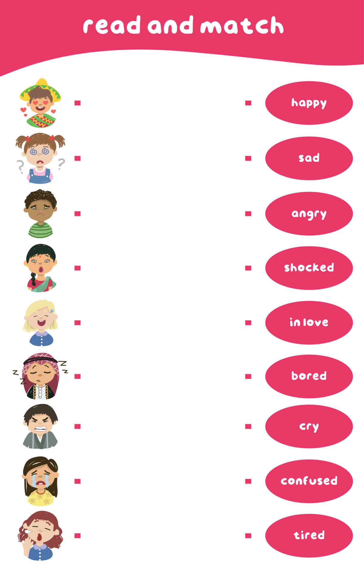 Feelings Matching Worksheet