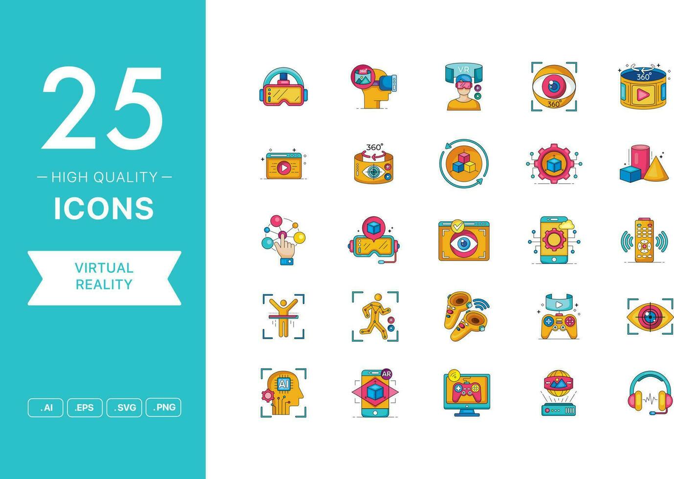 Vector set of Virtual Reality icons 23423599 Vector Art at Vecteezy