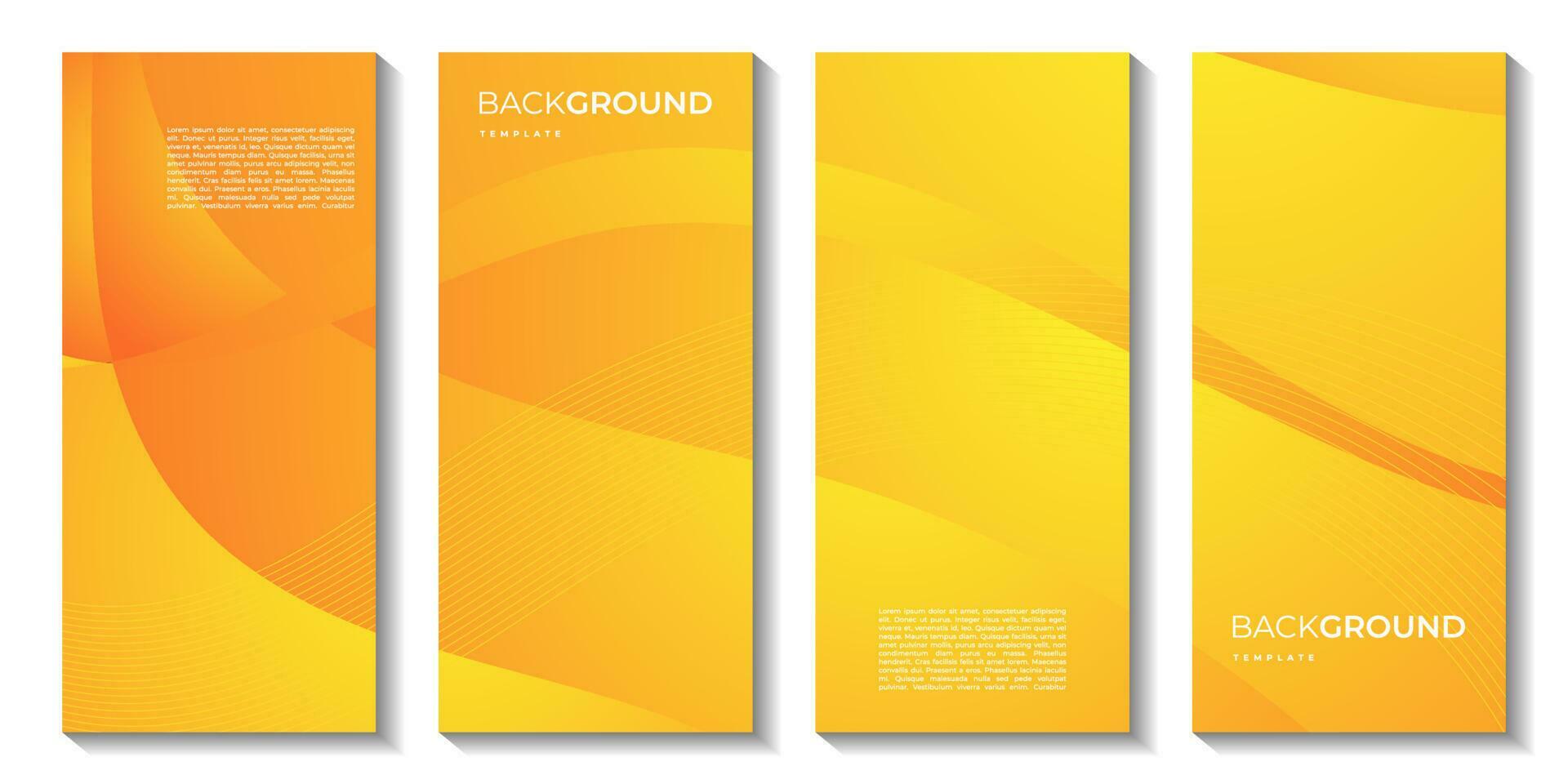 Set Of Brochures With Abstract Orange Colorful Wave Gradient Background Vector Illustration