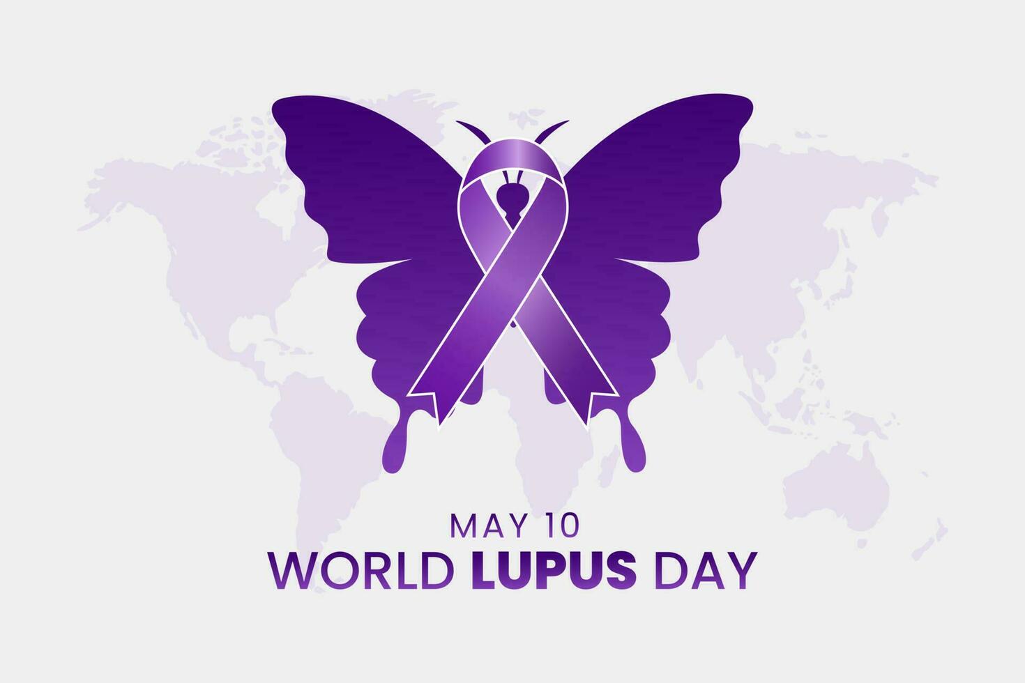 Vector Illustration Of World Lupus Day With Awareness Purple Ribbon And