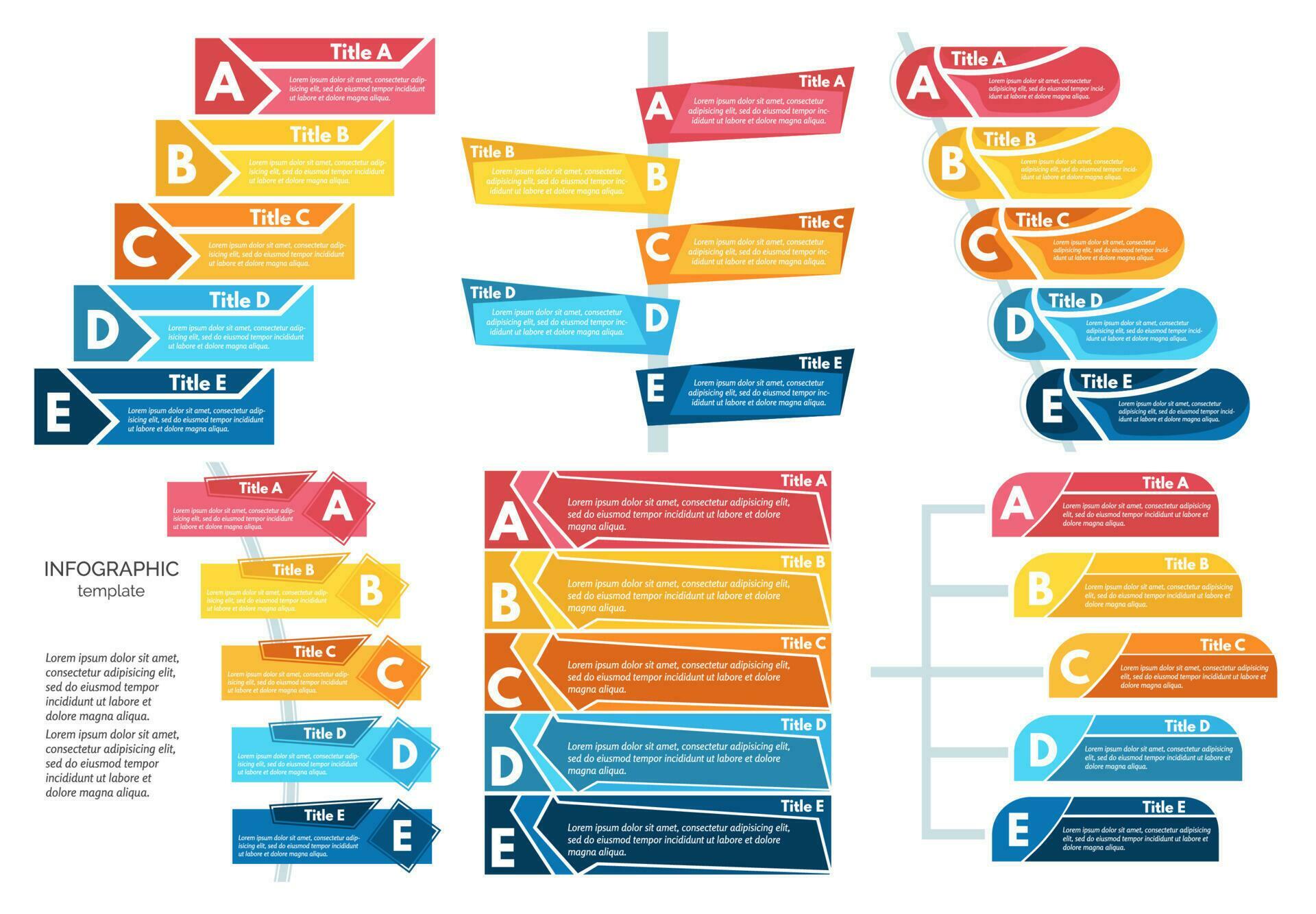 Set of six elements of infographic design. Step by step infographic ...