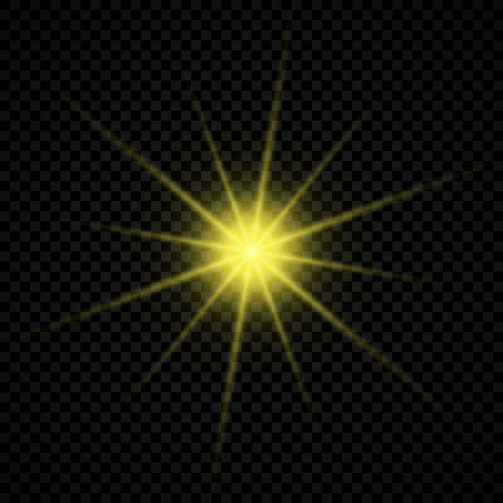Light effect of lens flares. Yellow glowing lights starburst effects with sparkles 23426465 ...