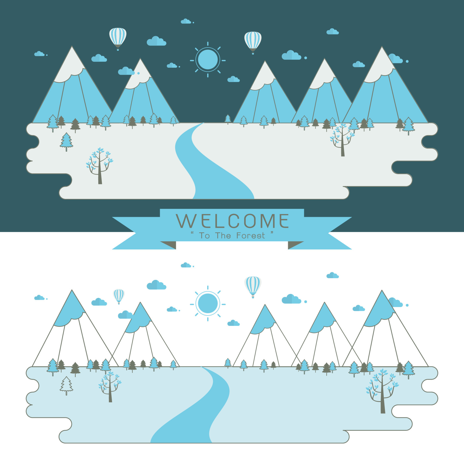 Flat linear landscape 23427027 Vector Art at Vecteezy